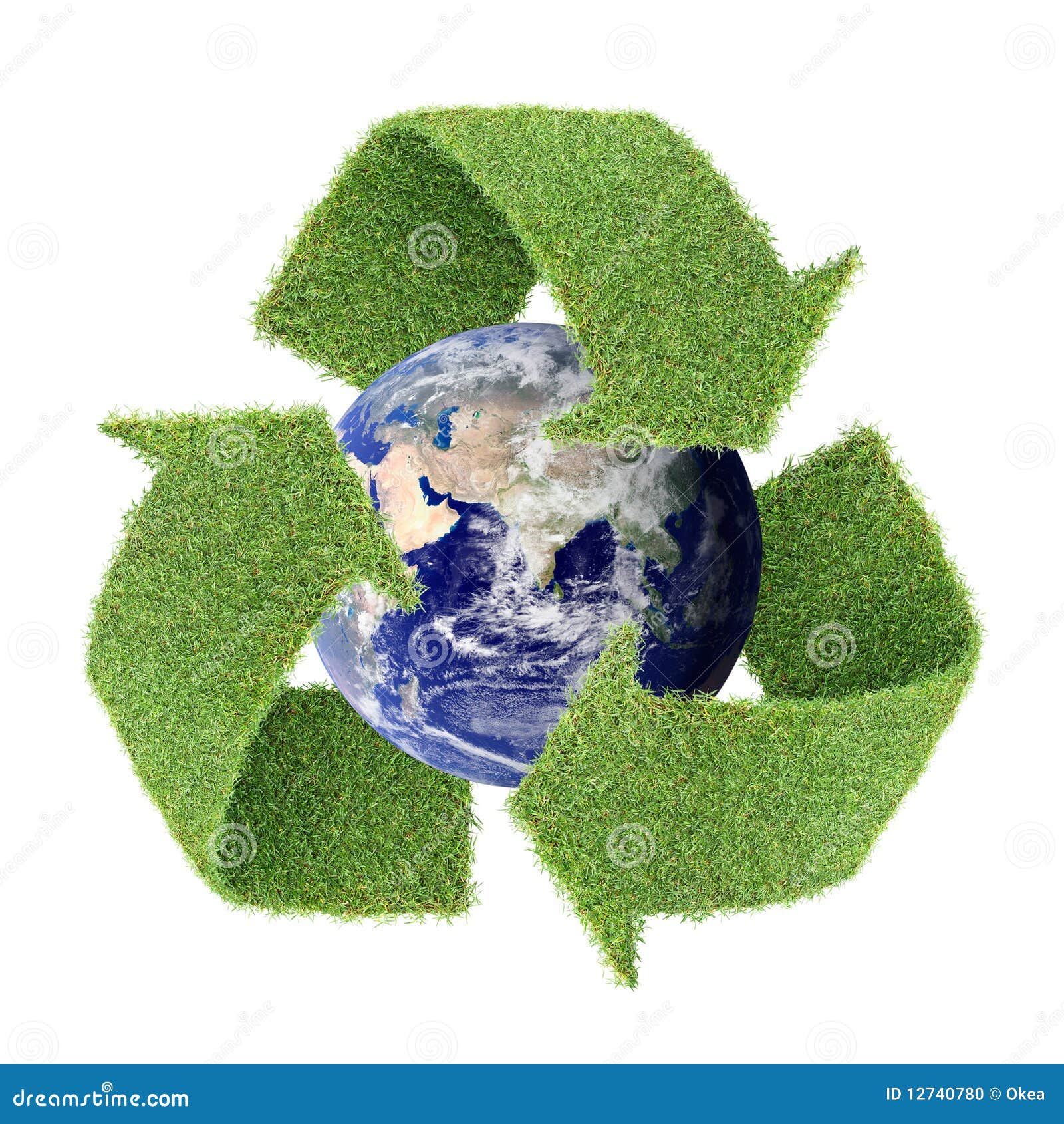 Real Grass Recycle Symbol with Globe Stock Photo - Image of earth ...