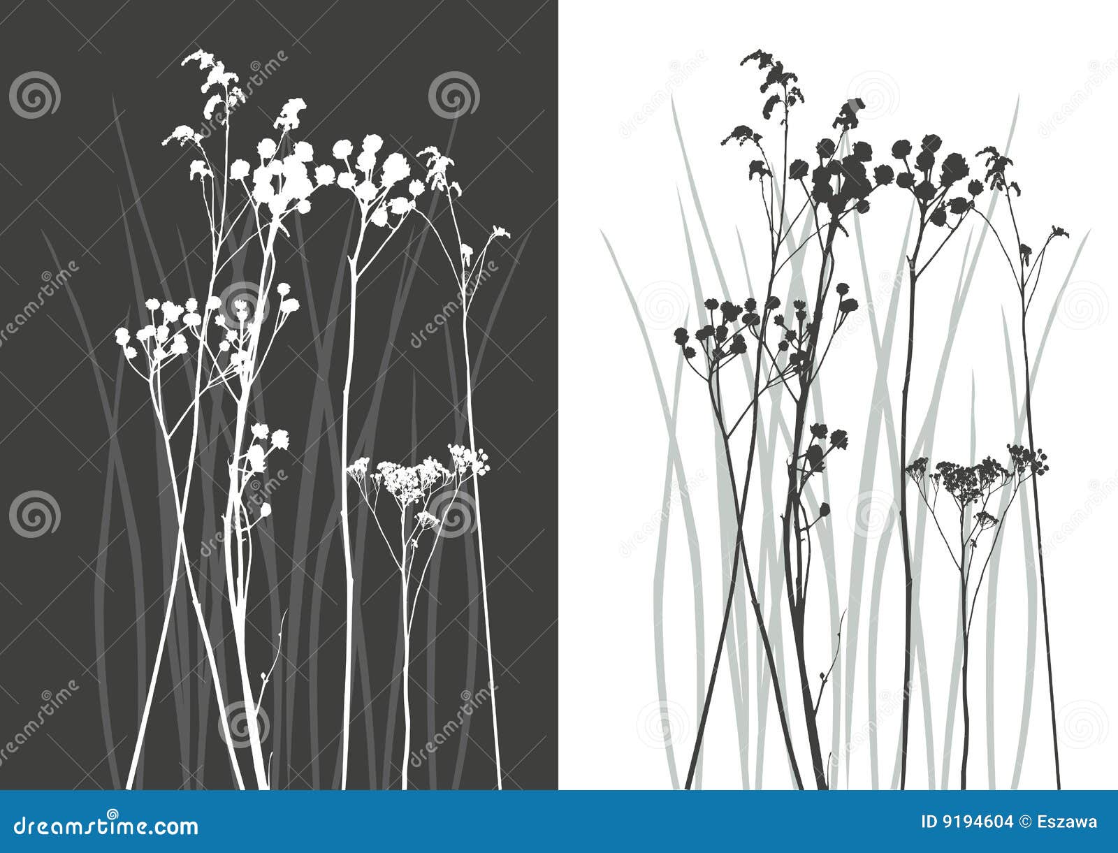 Real Grass Silhouette - Vector Illustration - Two Colors ...