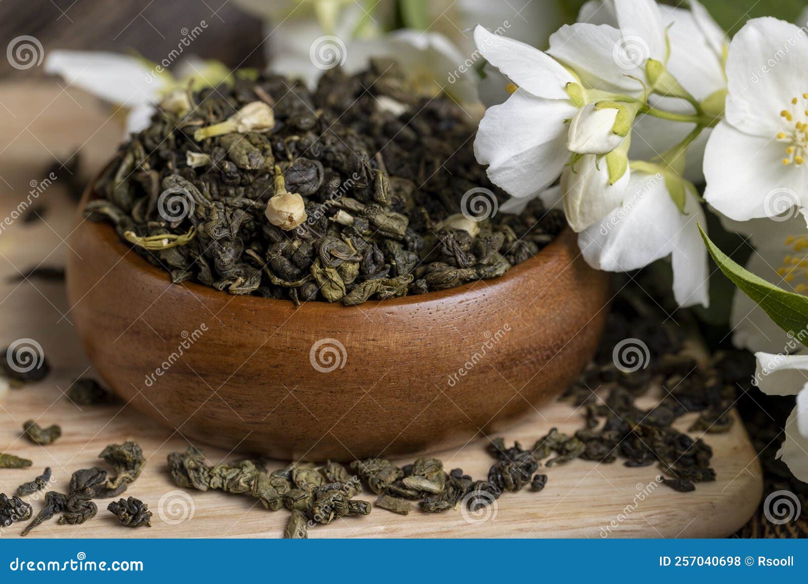 A Real Green Hour with Jasmine on the Table Stock Photo - Image of ...