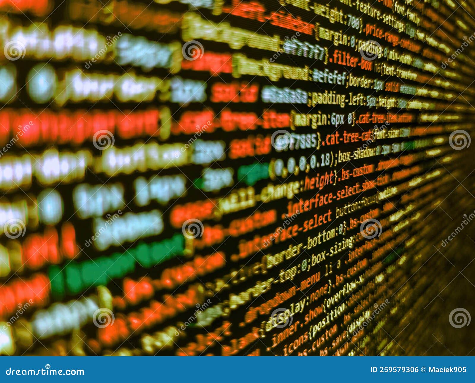 Real Html Code Developing Screen Software Abstract Background Application Web Source Code On