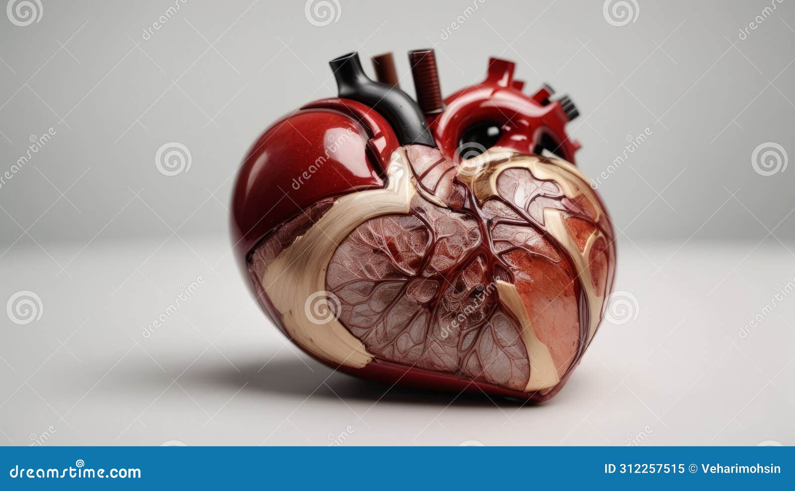 Real Human Heart Close Up on White Background Stock Illustration ...