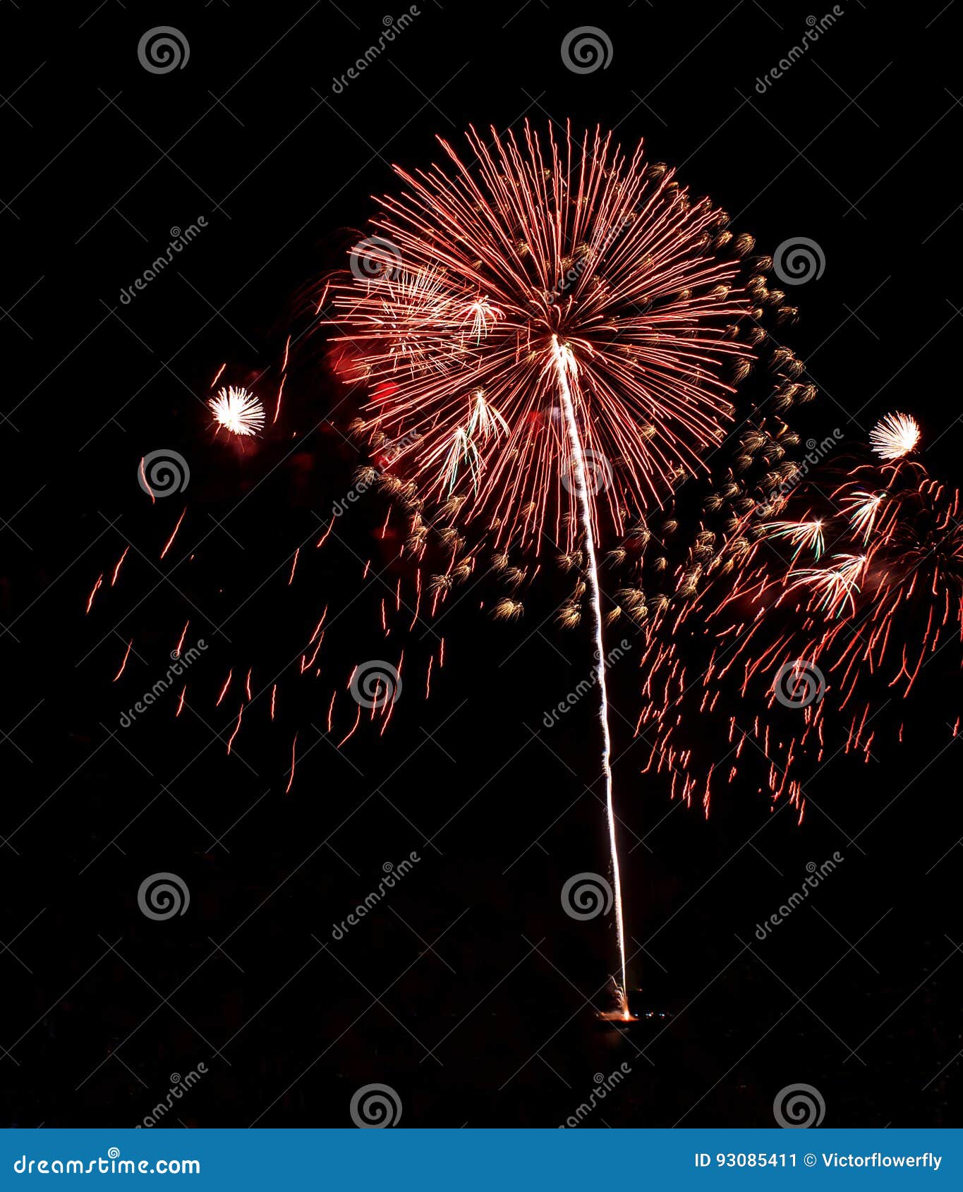 Real Isolated Fireworks, Falling Flowers Pattern Stock Image - Image of ...