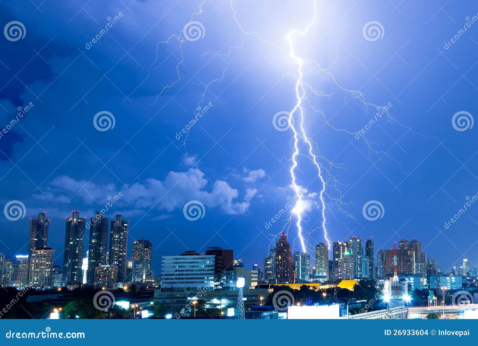 Real Lightning Bolt Strike in a City Stock Photo - Image of charge ...