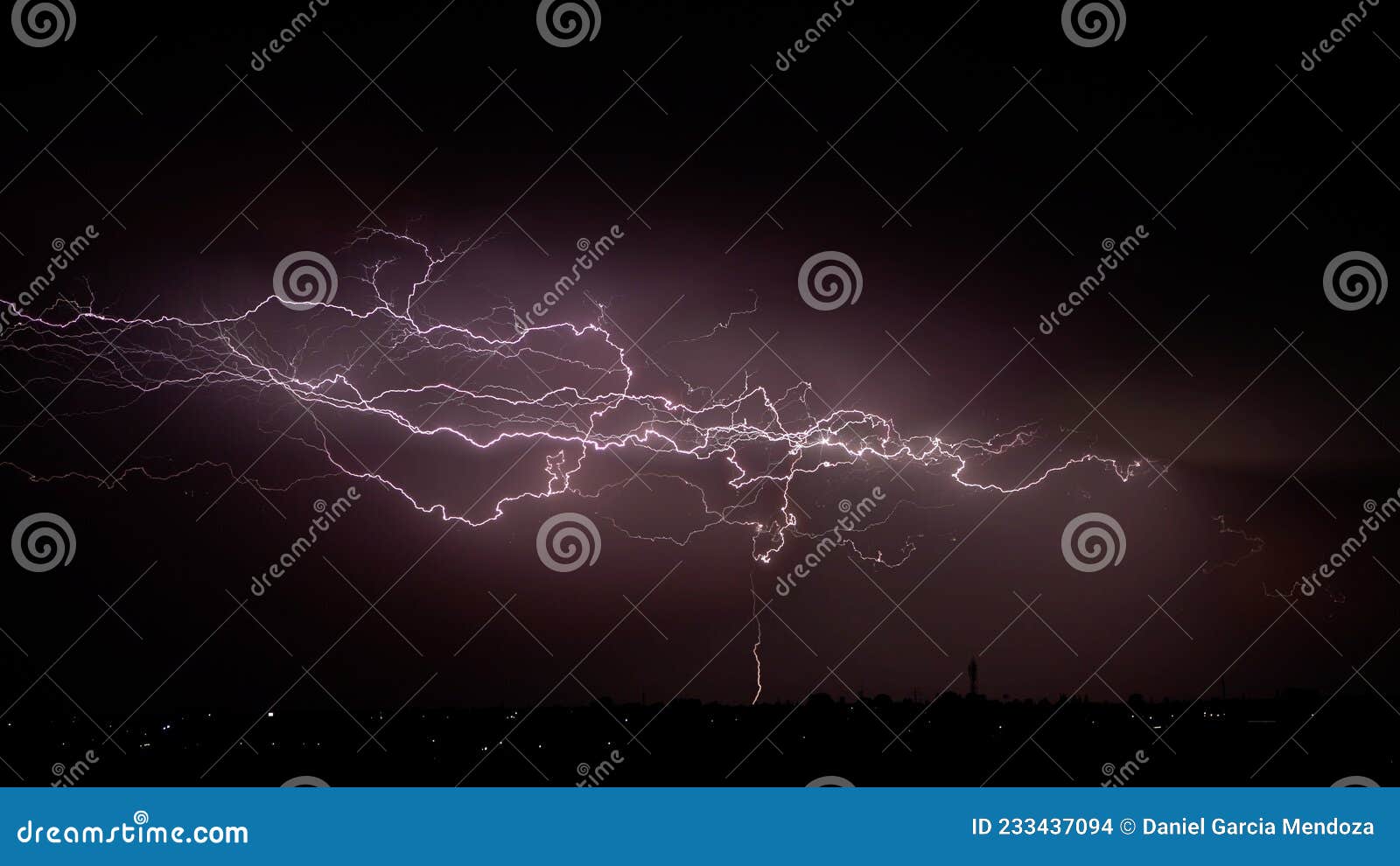 A Real Lightnings in the Sky at Night. Spectacular Electrical Storm ...