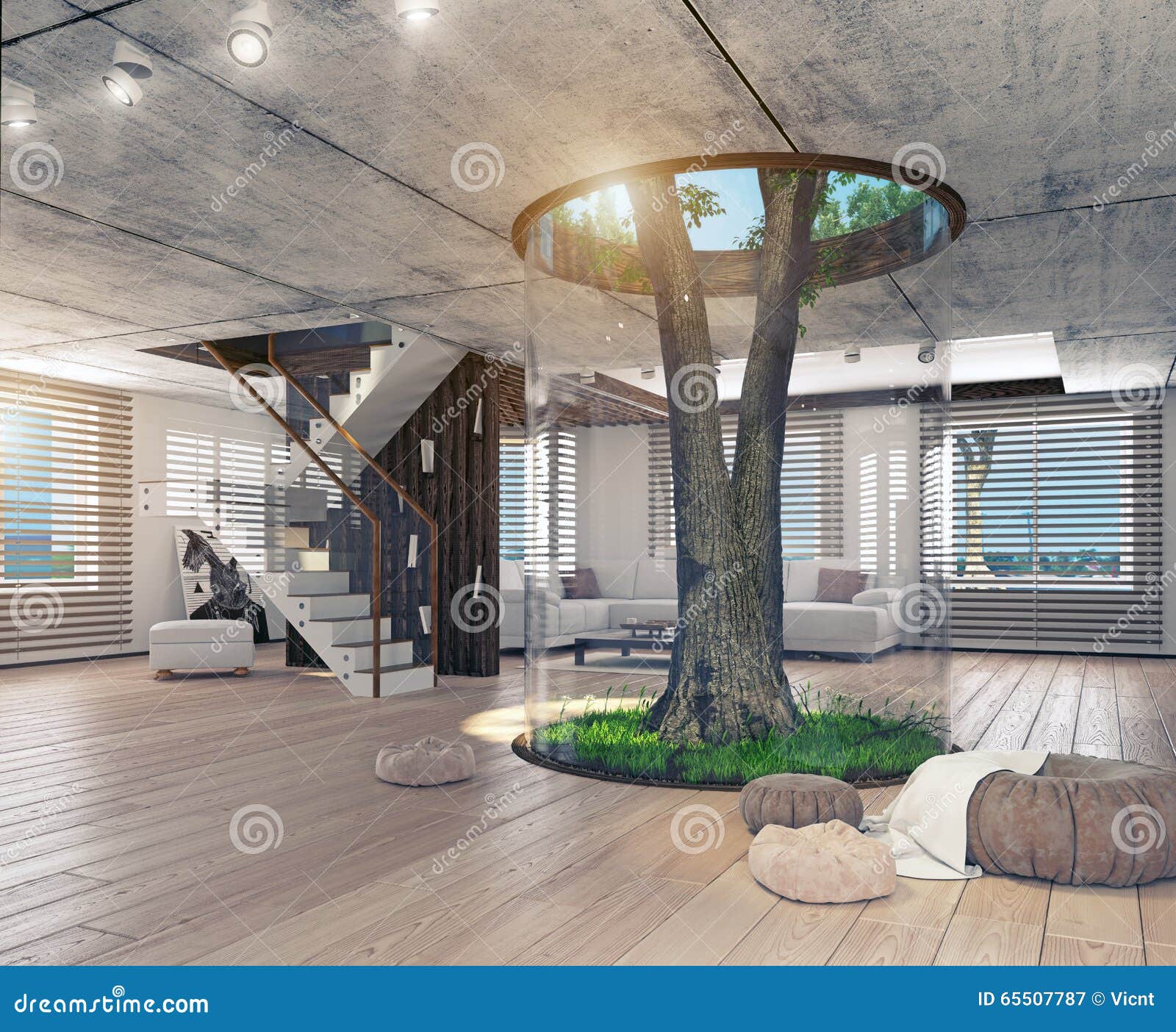Real Living Tree Indoor Concept Stock Illustration - Illustration of ...