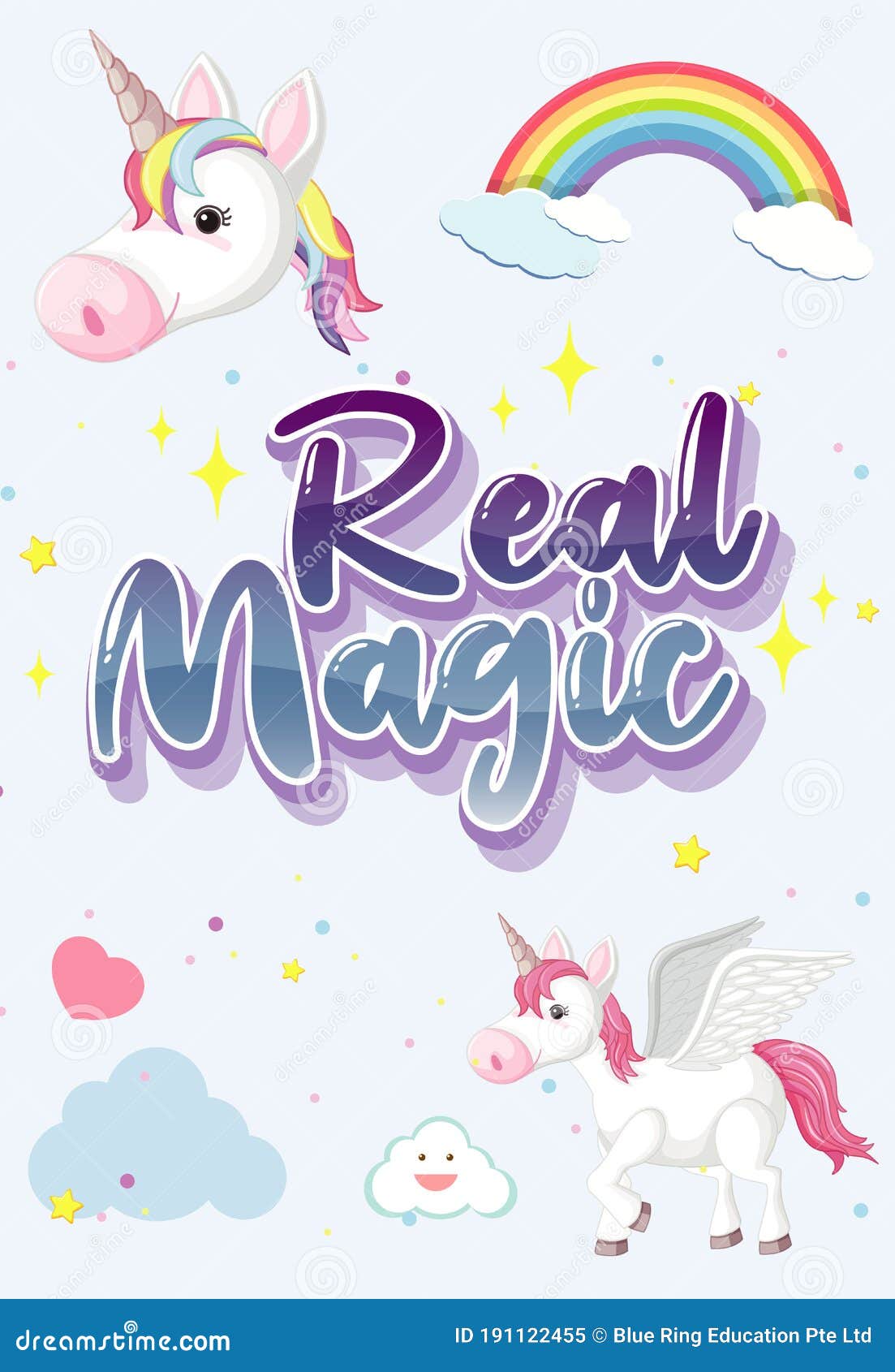Real Magic Logo with Cute Unicorn Stock Vector - Illustration of design ...