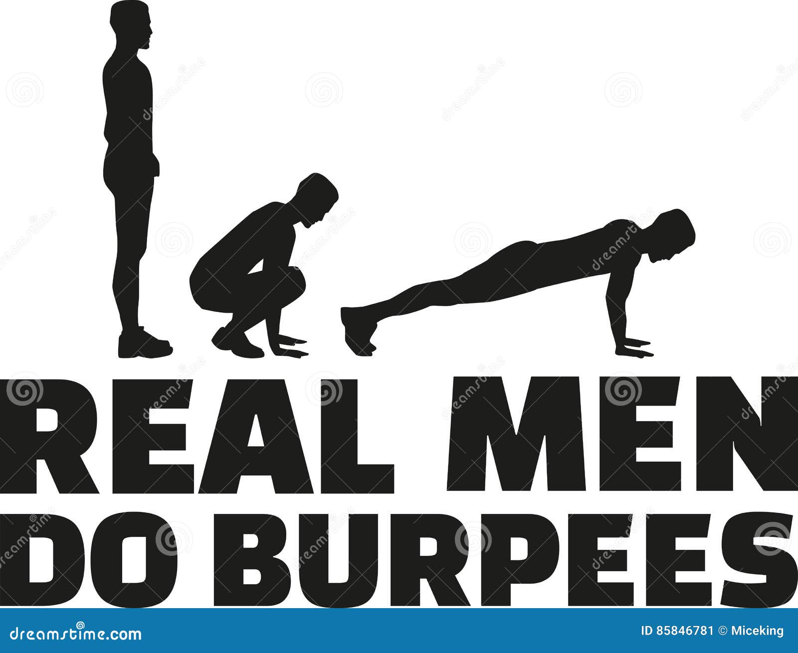 Real men do burpees stock vector. Illustration of stretching - 85846781