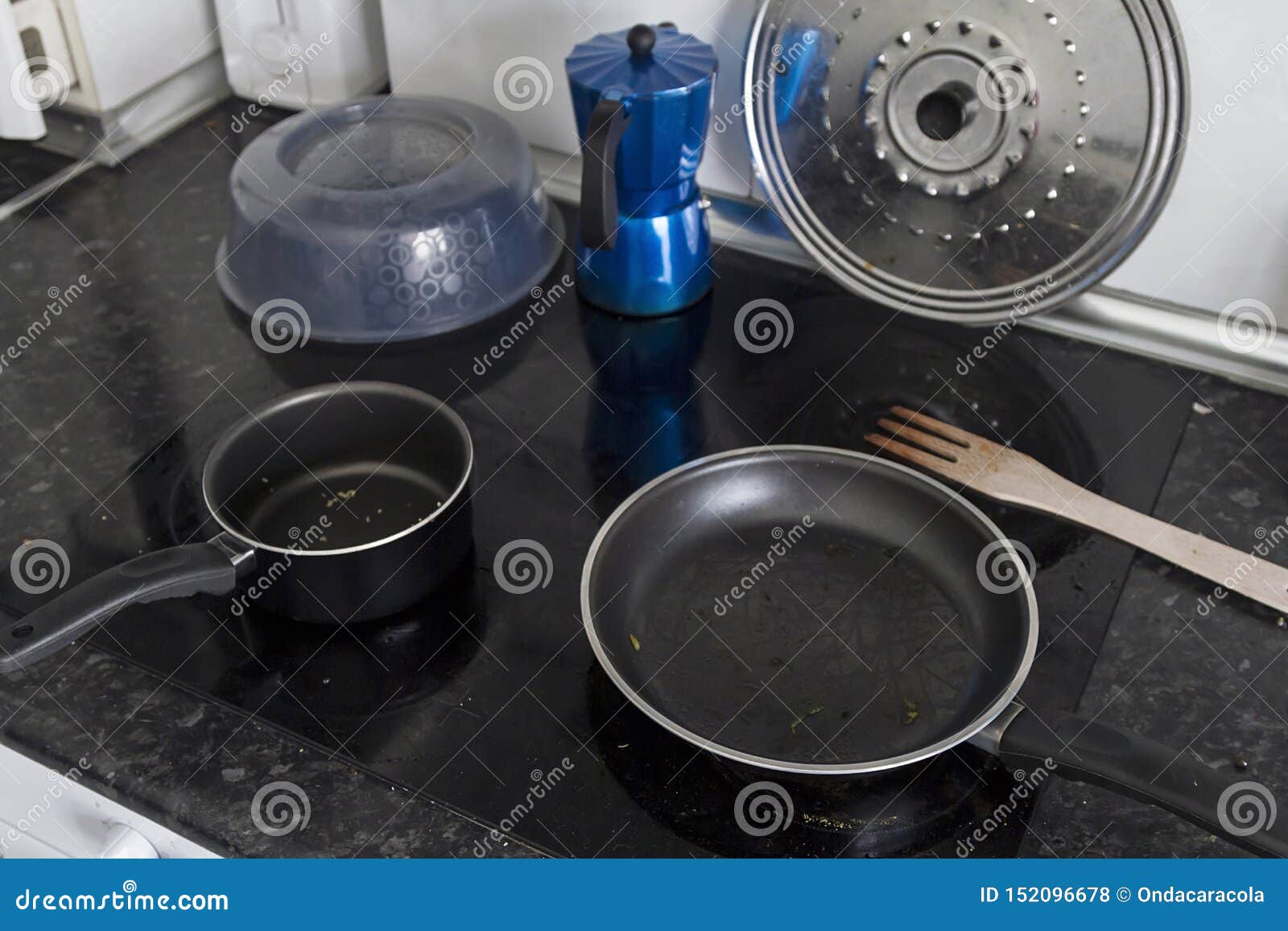 A real messy kitchen stock photo. Image of household - 152096678