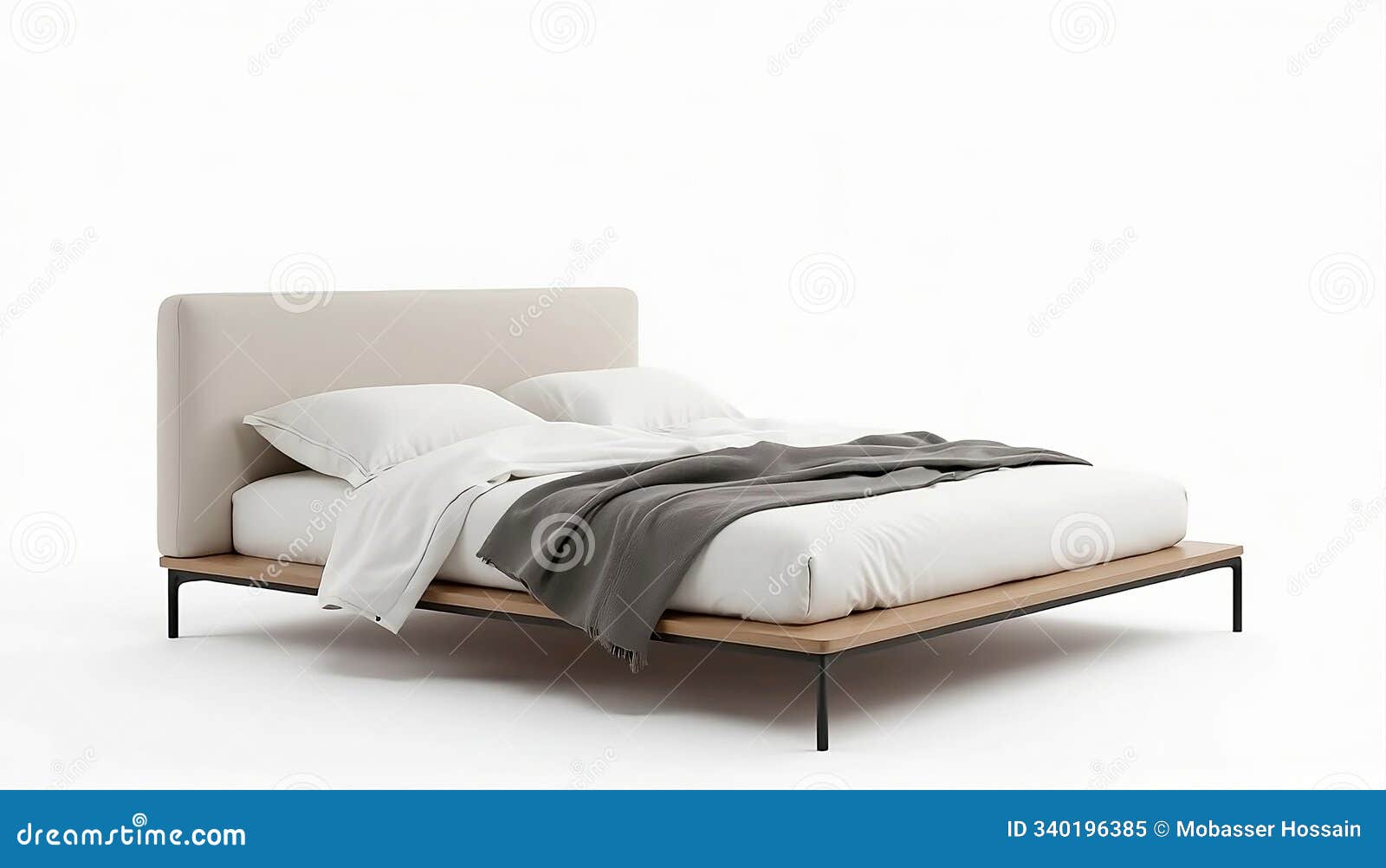 Real Modern Double Bed Minimalist Cutout White Background Stock ...