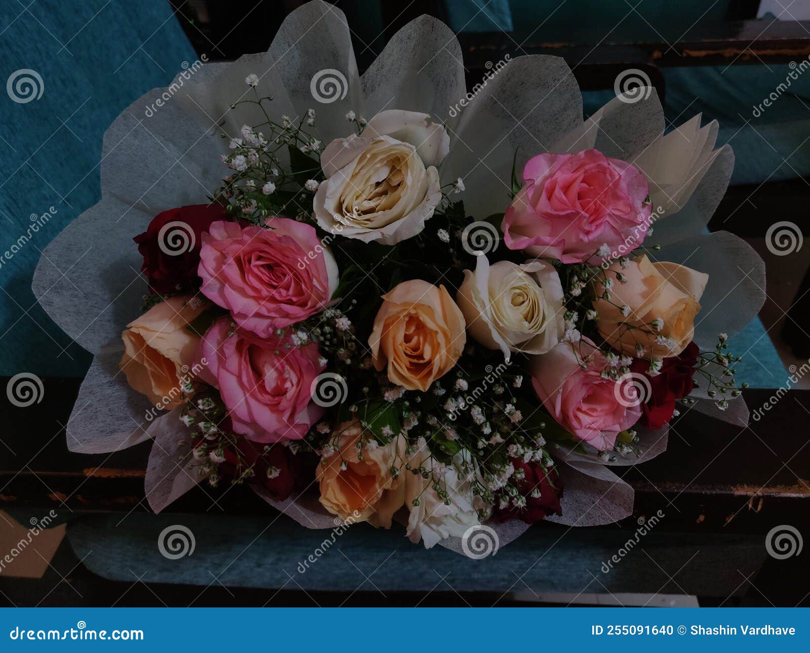 Real Multi Coloured Roses in One Bunch Stock Photo - Image of roses ...