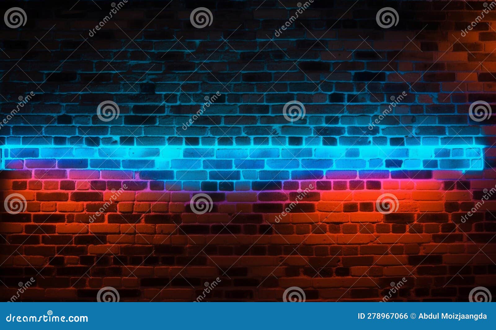 Real Neon Light on the Brick Wall Stock Illustration - Illustration of ...