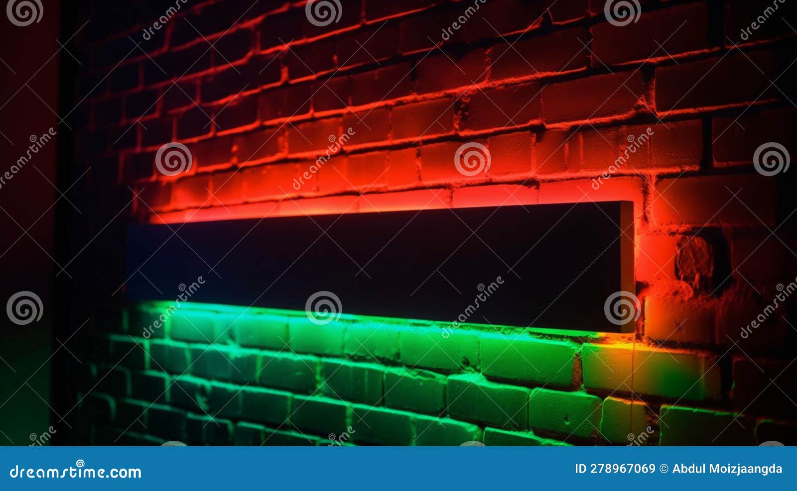 Real Neon Light on the Brick Wall Stock Illustration - Illustration of ...