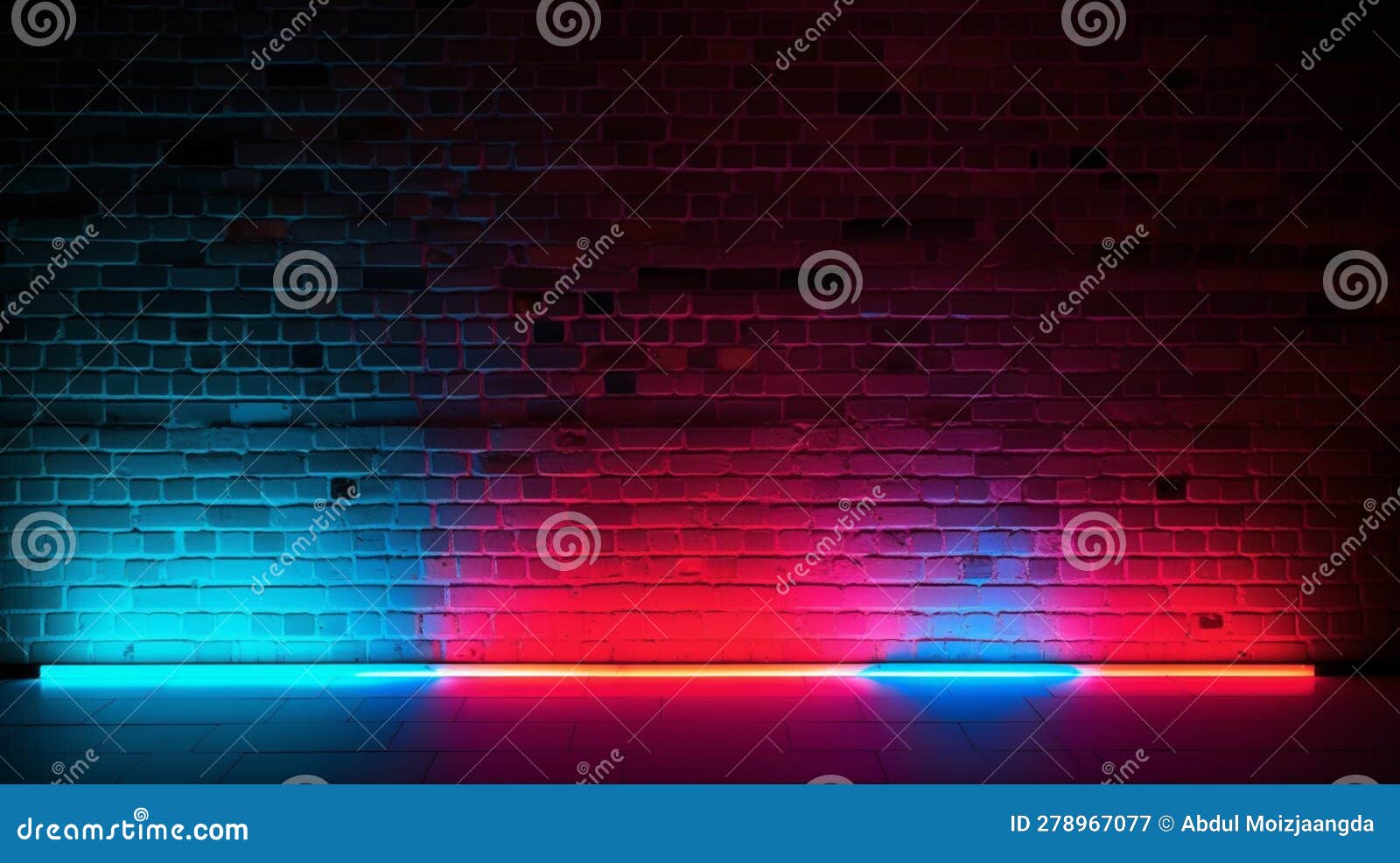 Real Neon Light on the Brick Wall Stock Illustration - Illustration of ...