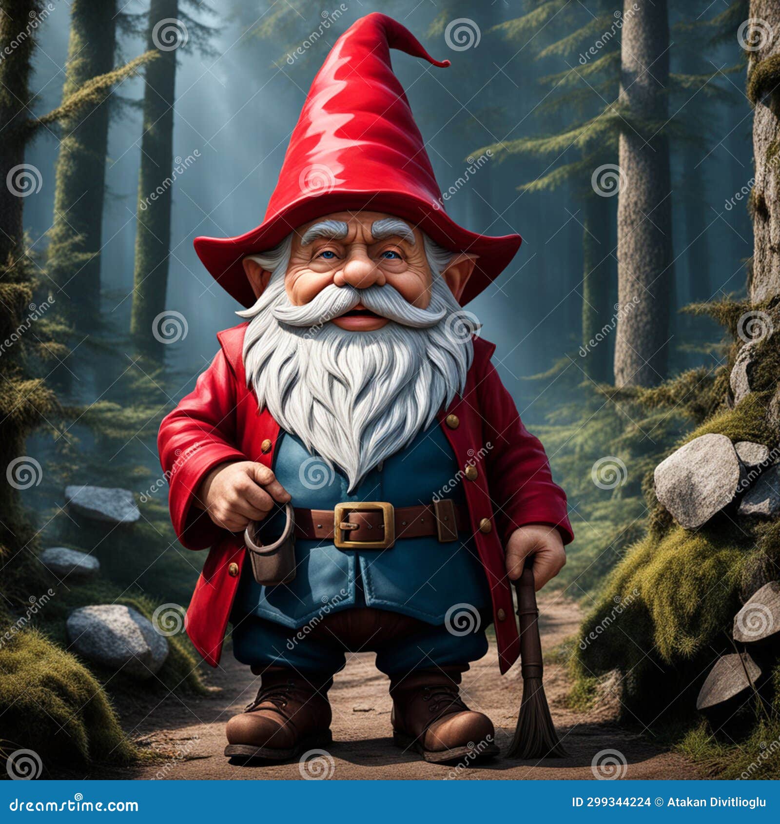 Real Happy Old Gnome with a Big Red Hat Stock Illustration ...