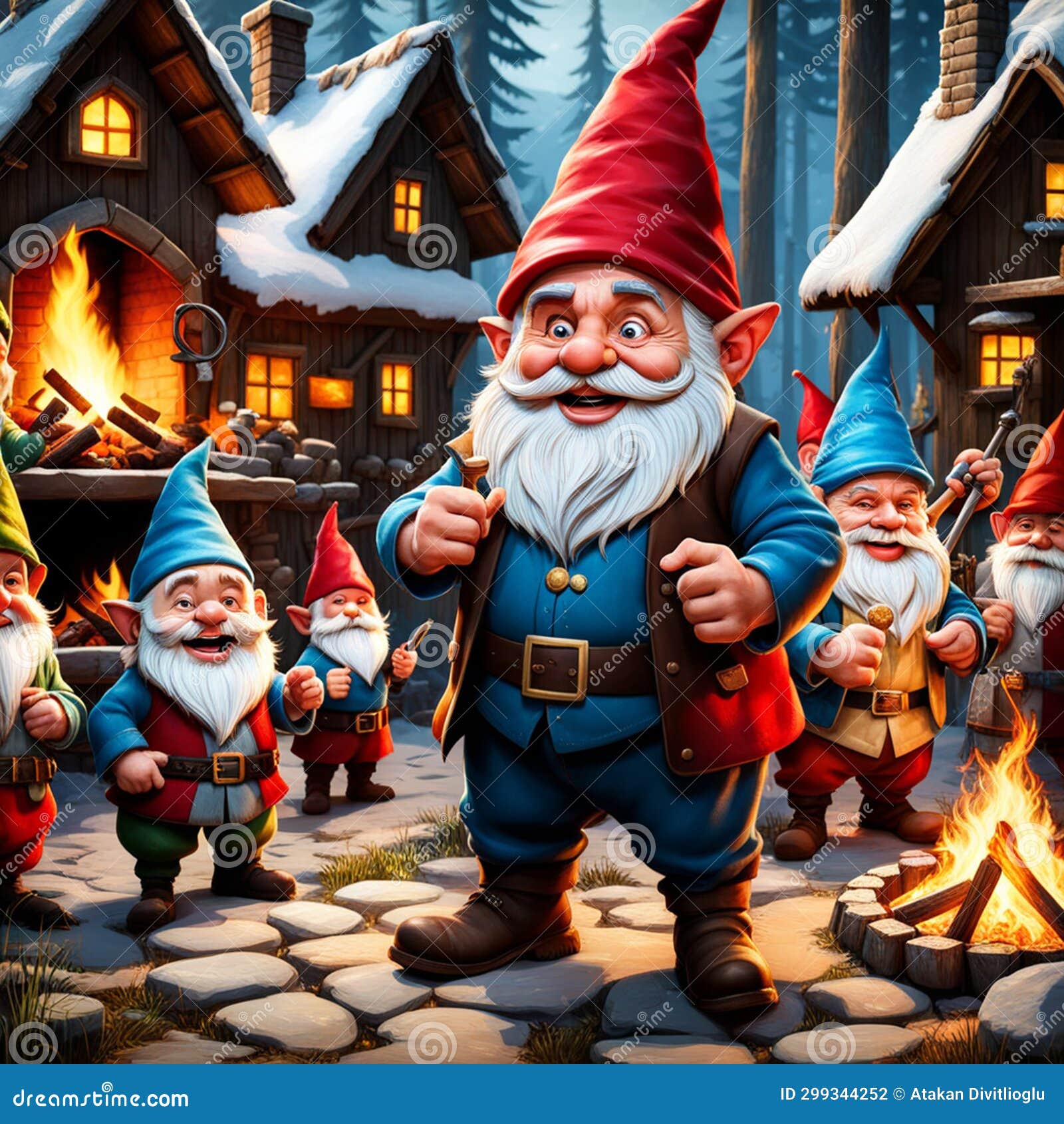 Real Happy Old Gnome with a Big Red Hat Stock Illustration ...