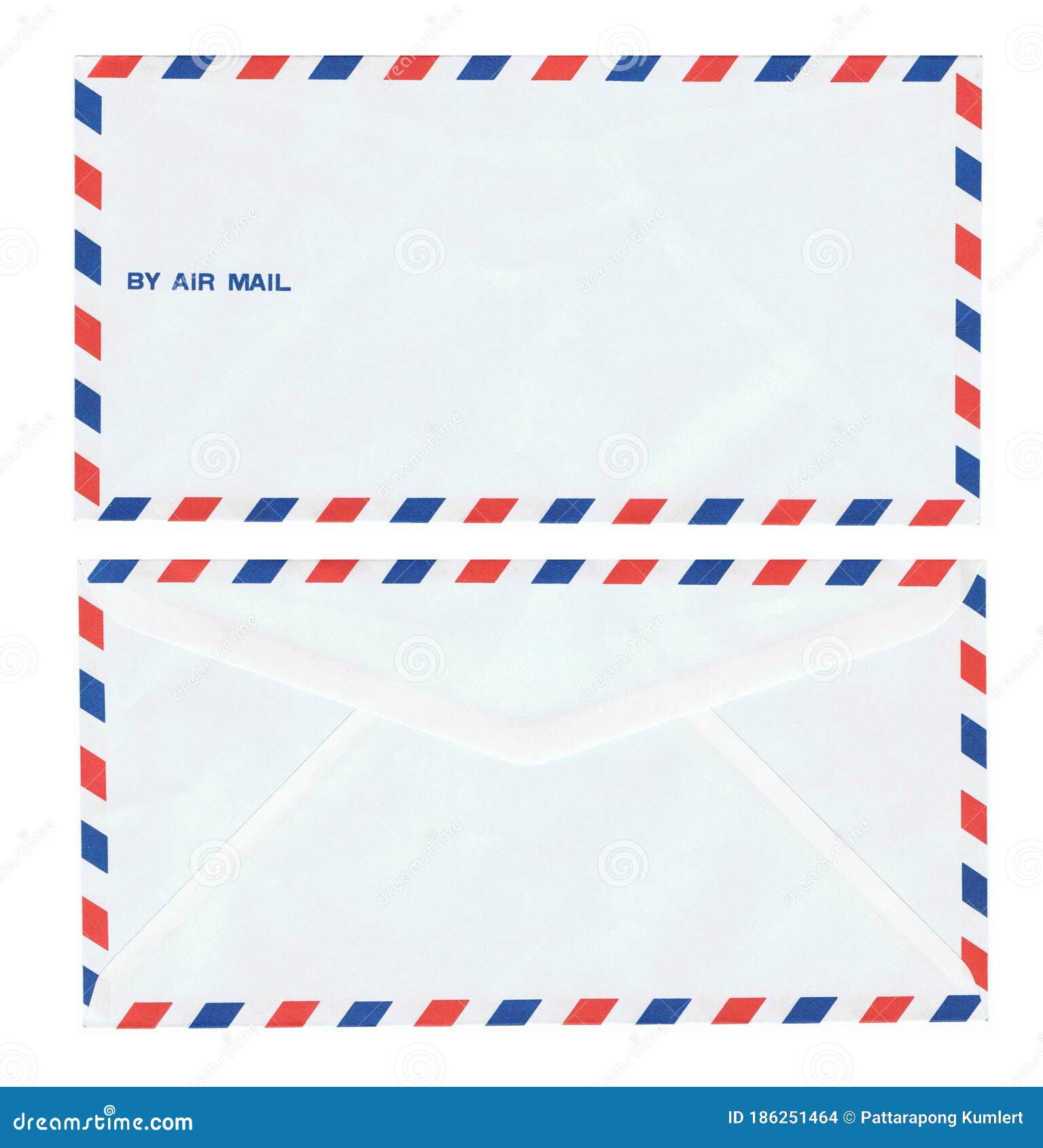 Real Old Style Red Blue Envelopes: Front and Back Stock Photo - Image ...