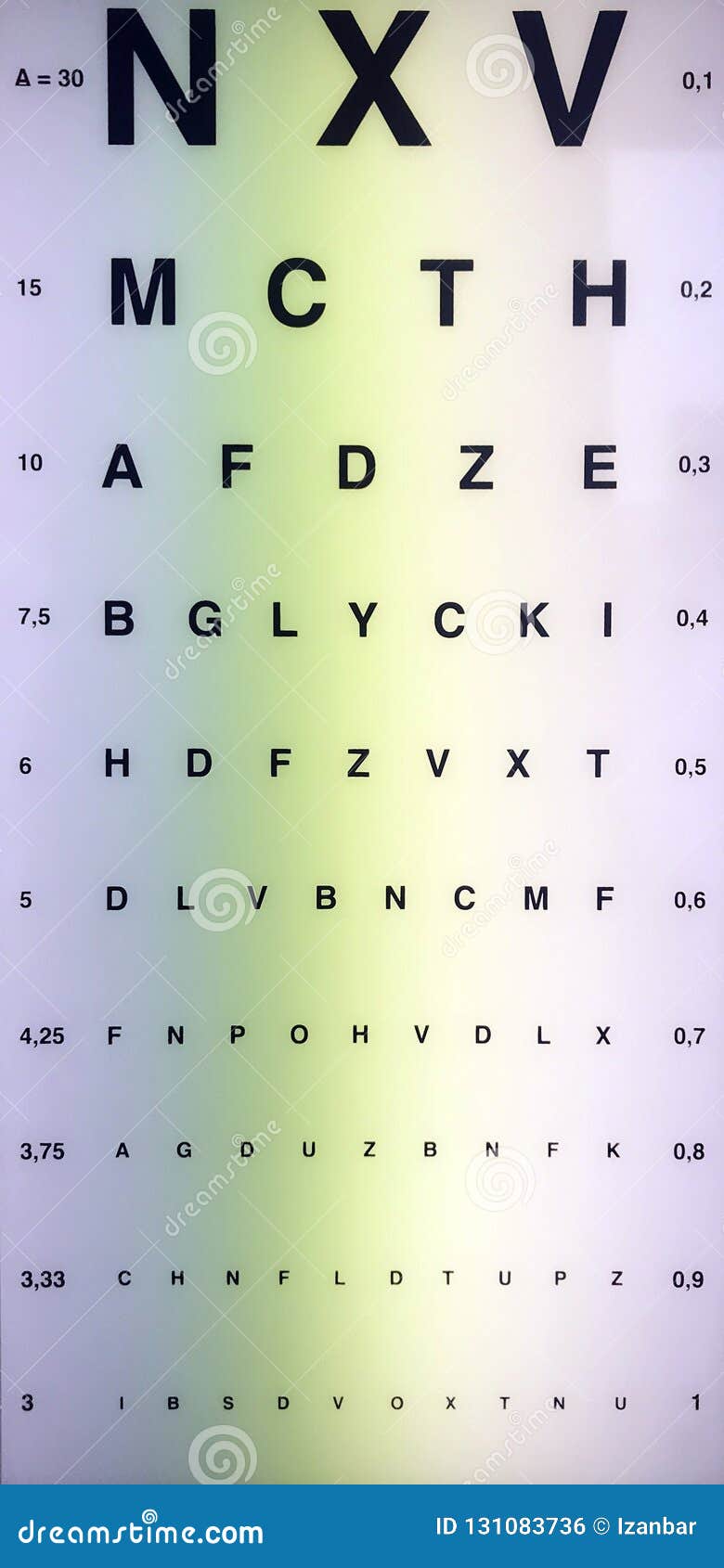 Real Optician Chart with Real Lights Stock Photo - Image of white ...