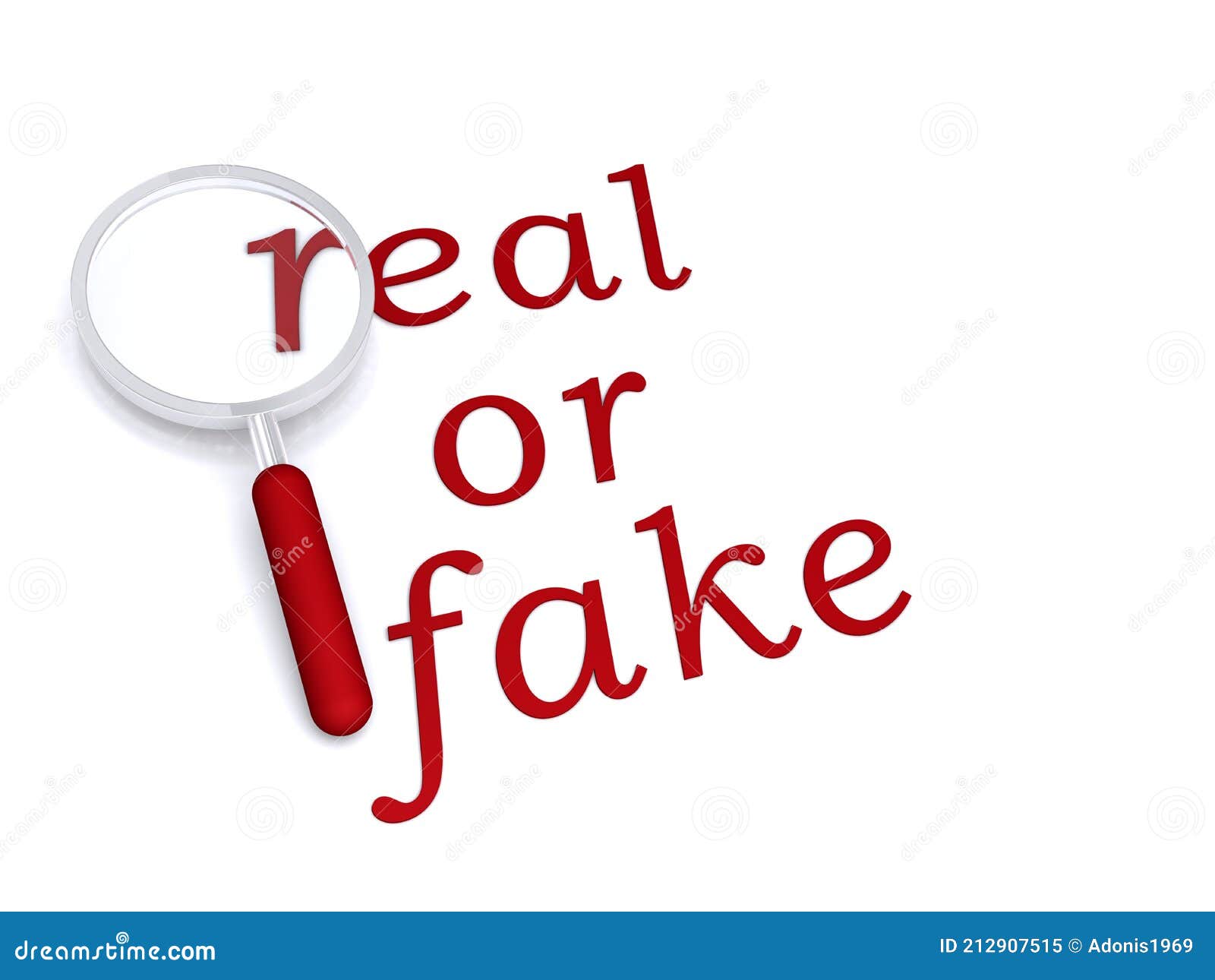 Real ou falso com lupa ilustração stock. Ilustração de projeto - 212907515