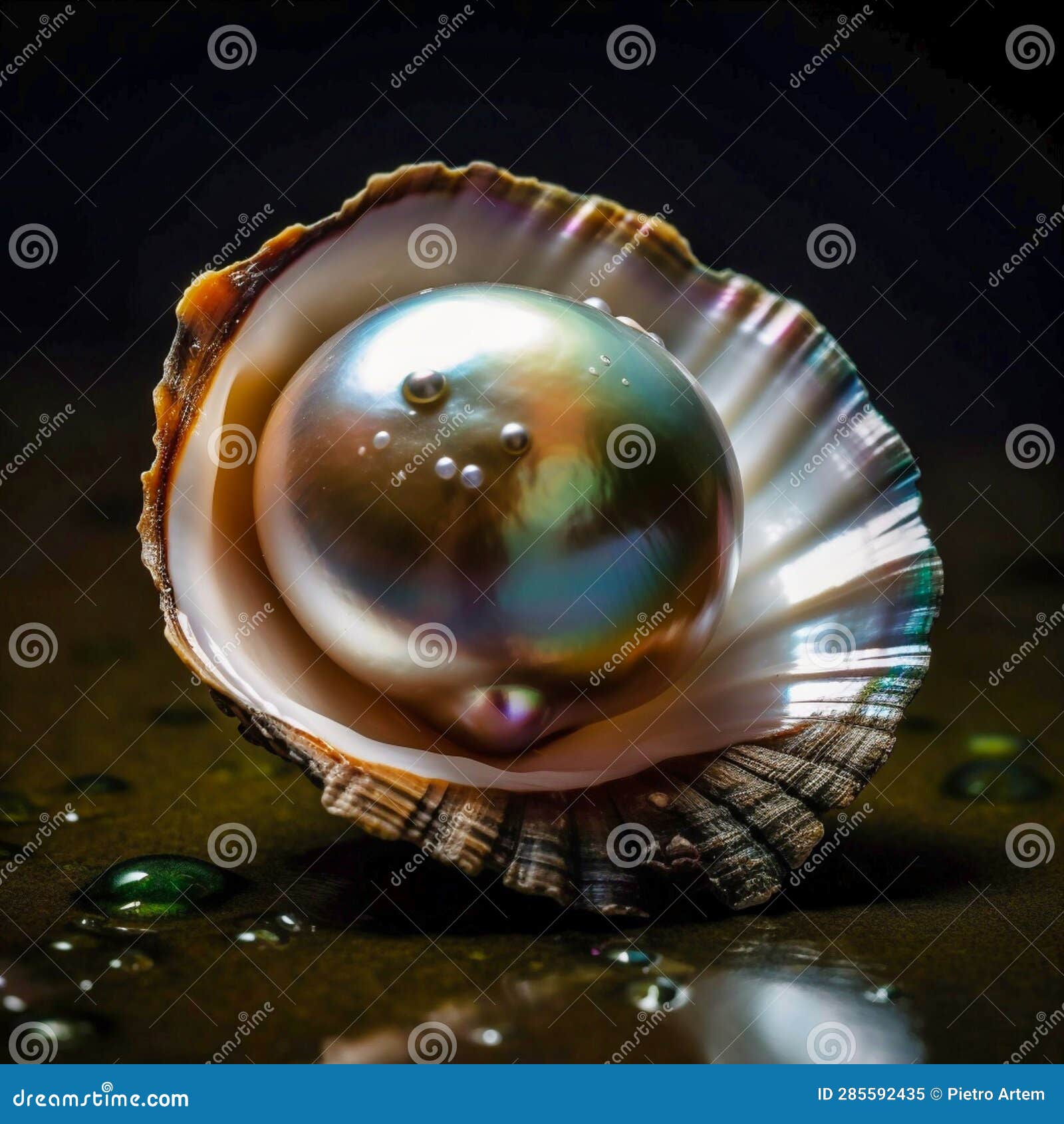 A Real Pearl in a Shell, Generative AI Stock Illustration ...