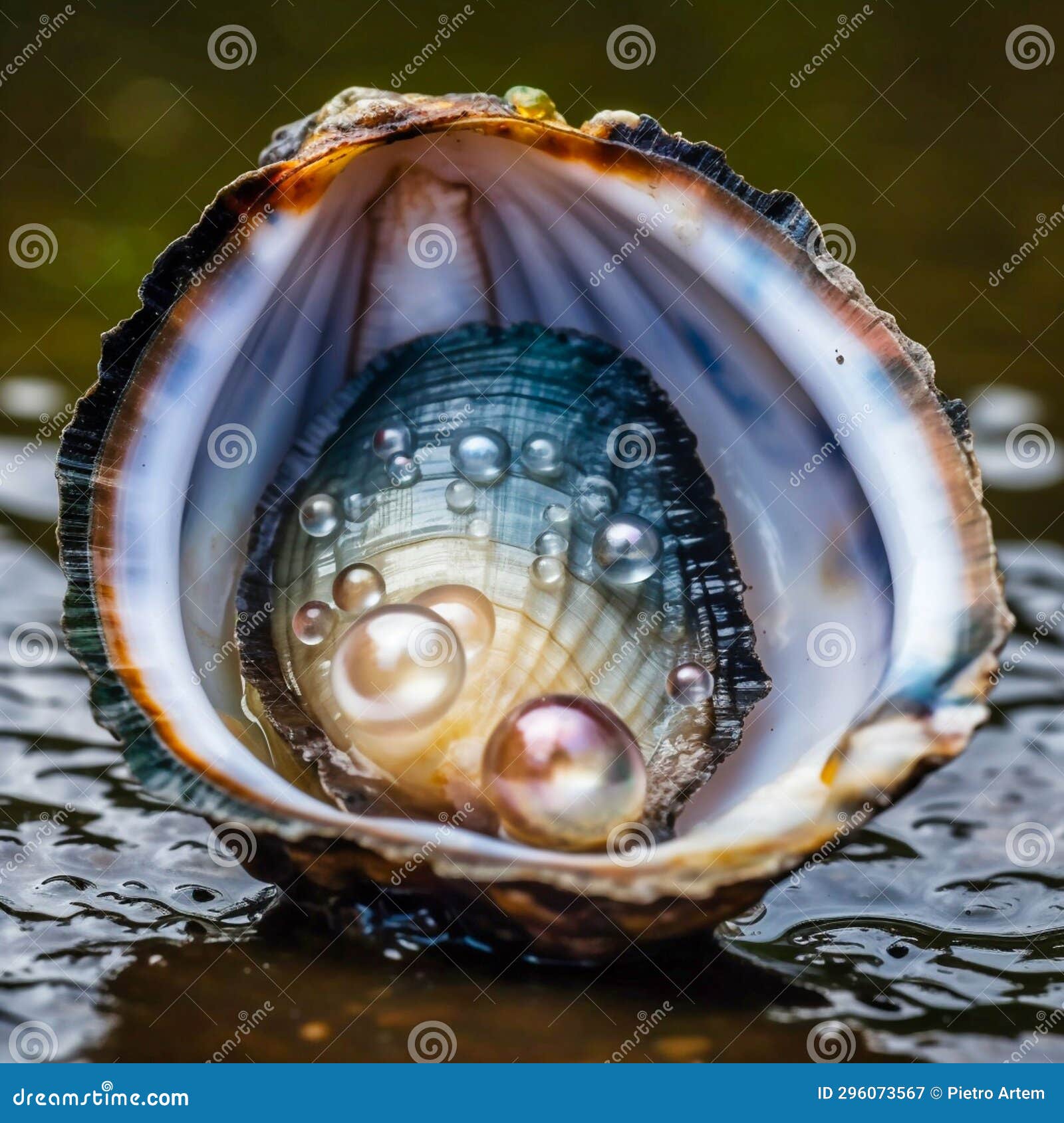 A real pearl in a shell, stock image. Image of jewel - 296073567