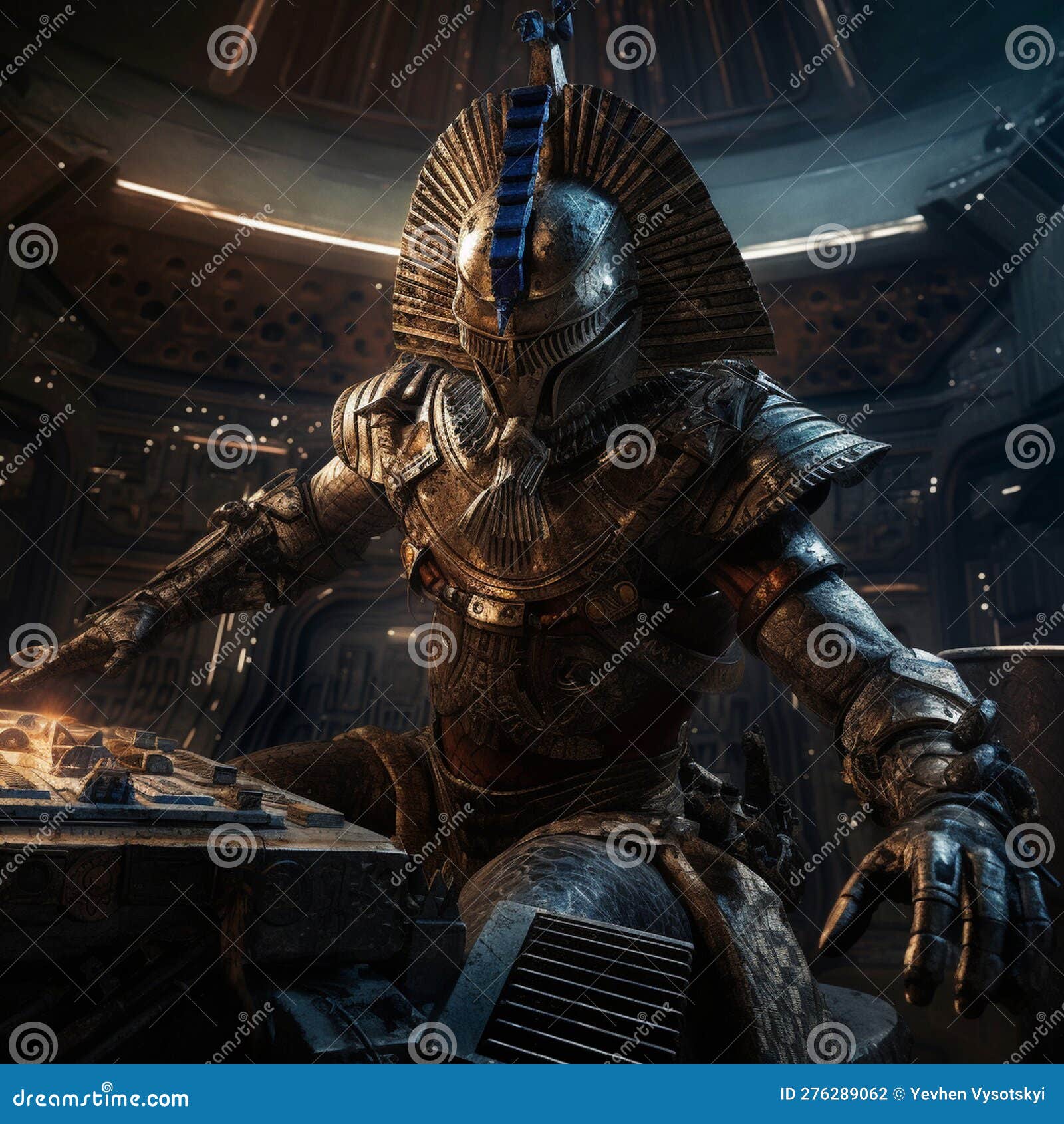 Egypt Pharaoh at the Controls of Space Ship Stock Illustration ...