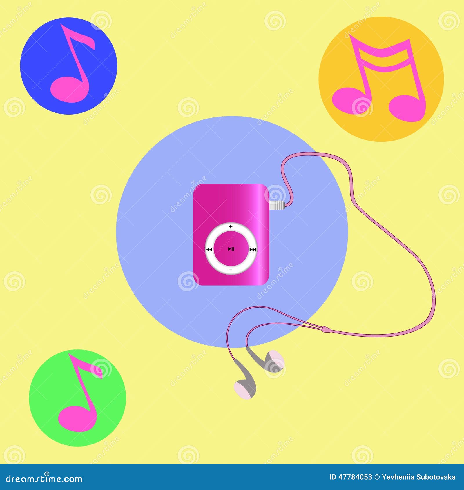 Real Pink Mp3 Player with Headphones. Vector Stock Vector ...