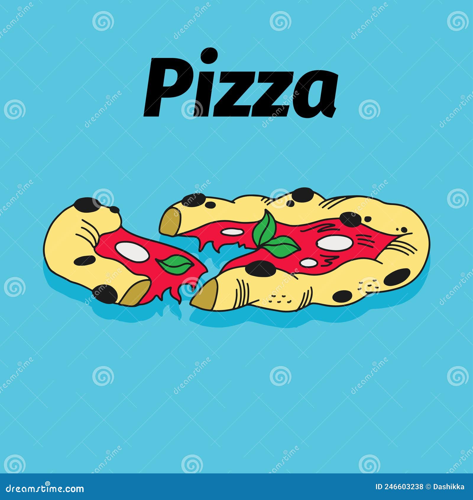 Real Pizza with Mozzarella and Tomatoes Stock Vector - Illustration of ...