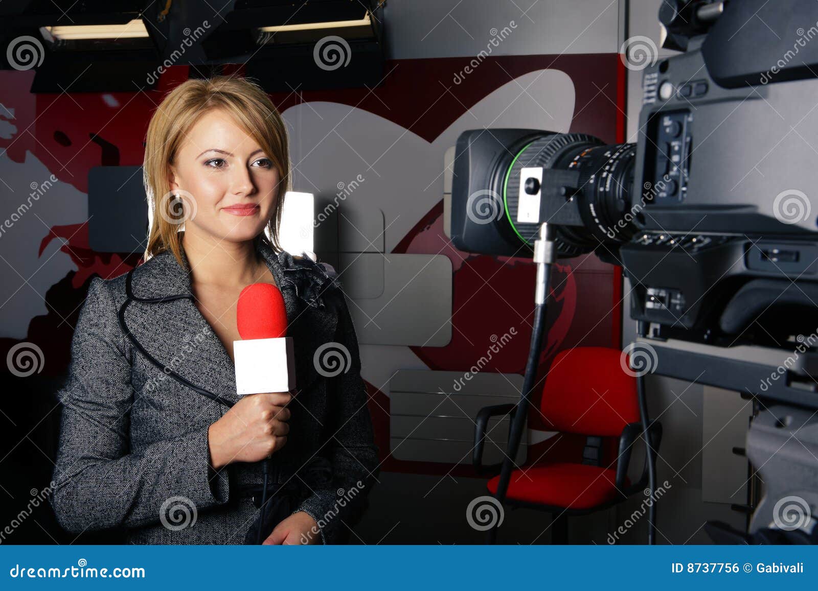 Real Reporter with Braking News Smiling Editorial Photo - Image of ...