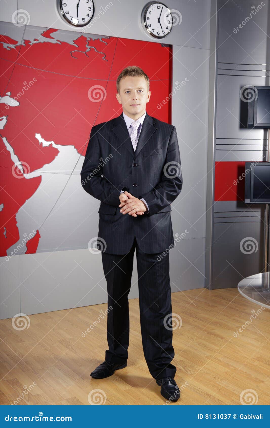 Real Reporter in Television Studio Editorial Photography - Image of ...