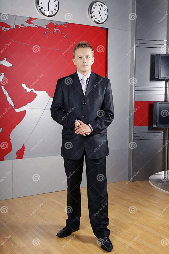 Real Reporter in Television Studio Editorial Photography - Image of ...