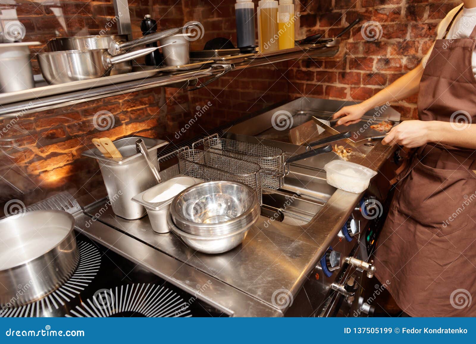 Real restaurant kitchen stock image. Image of equipment - 137505199