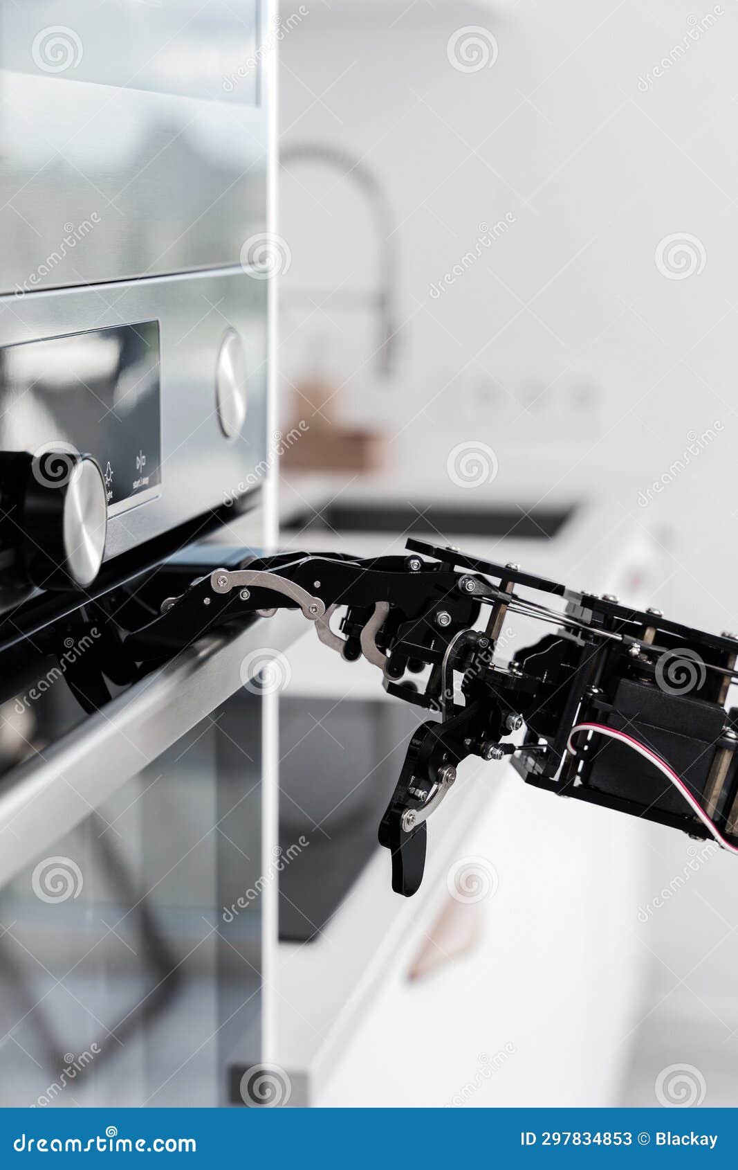 Real Robot S Hand and Electric Oven. Concept of Robotic Process ...