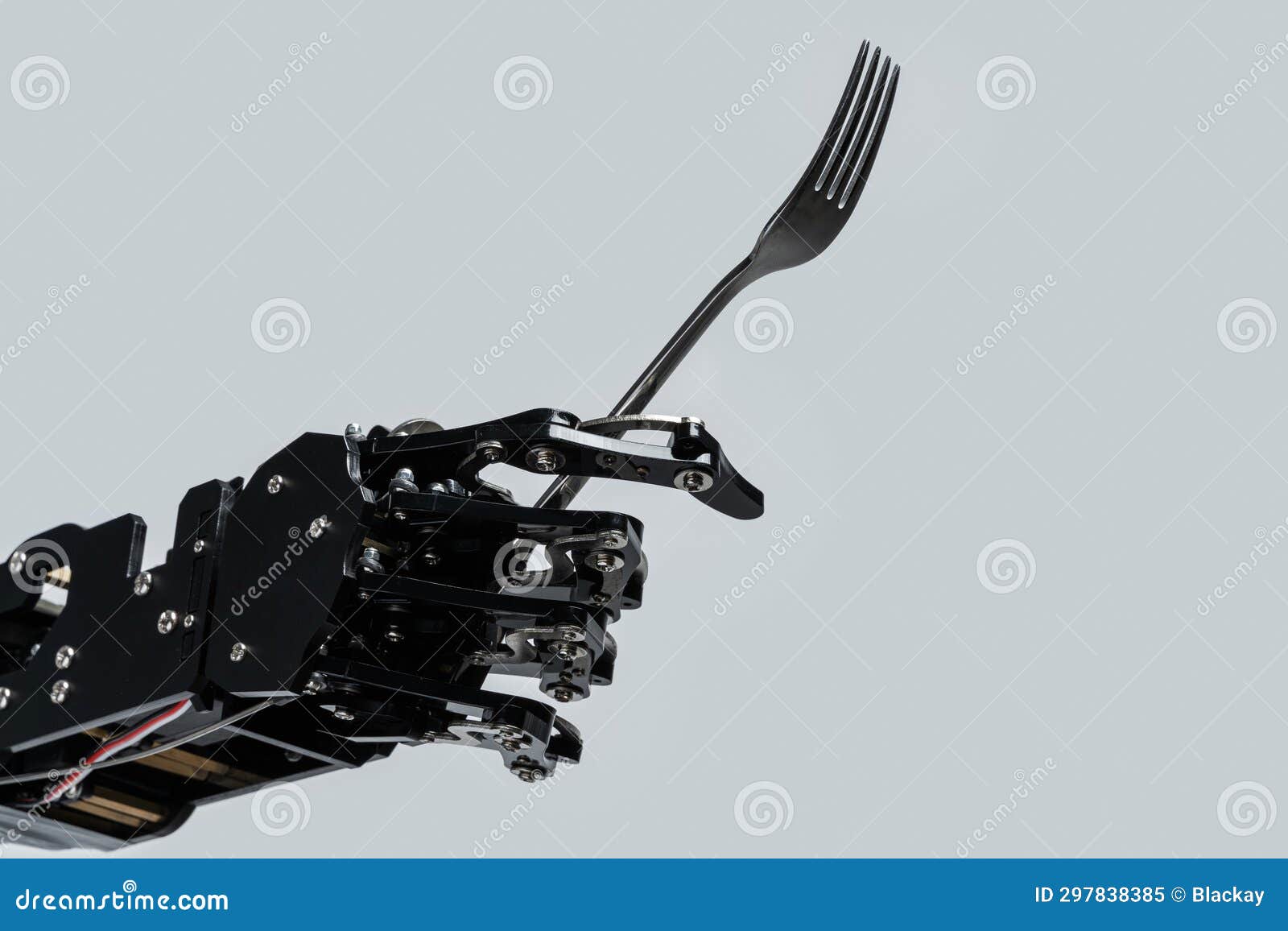 Real Robot S Hand with Fork. Concept of AI Development and Robotic ...