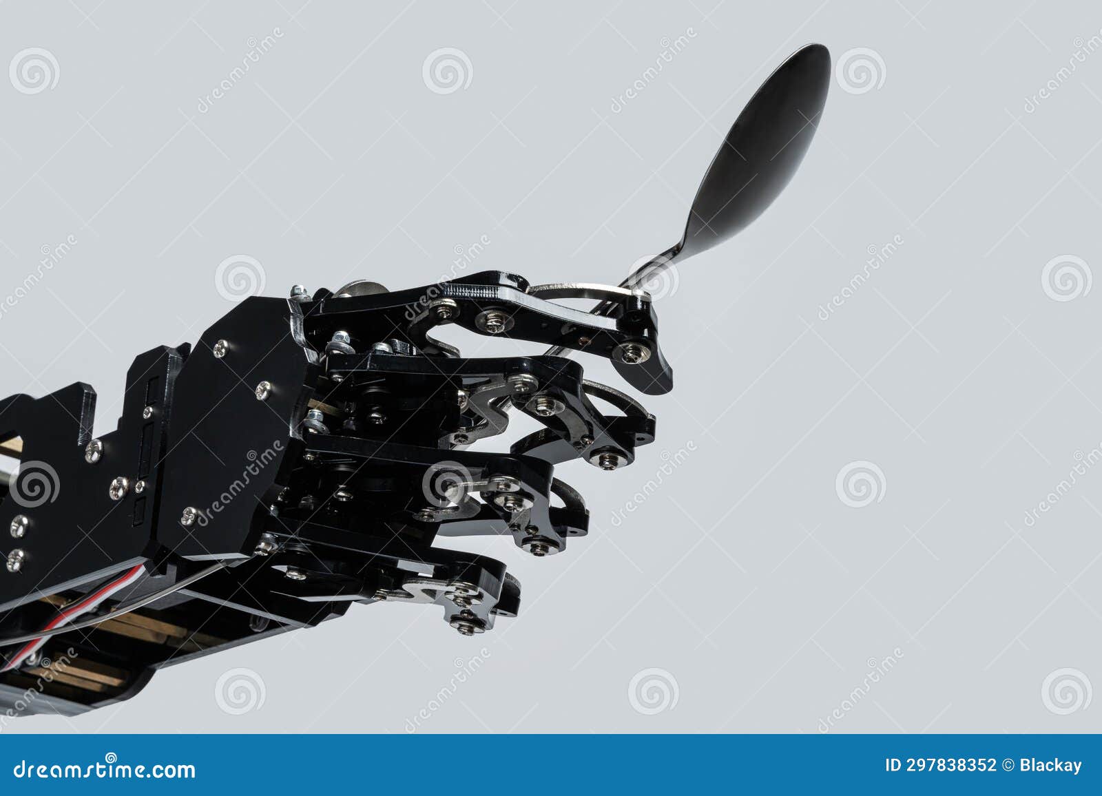 Real Robot S Hand with Spoon. Concept of AI Development and Robotic ...