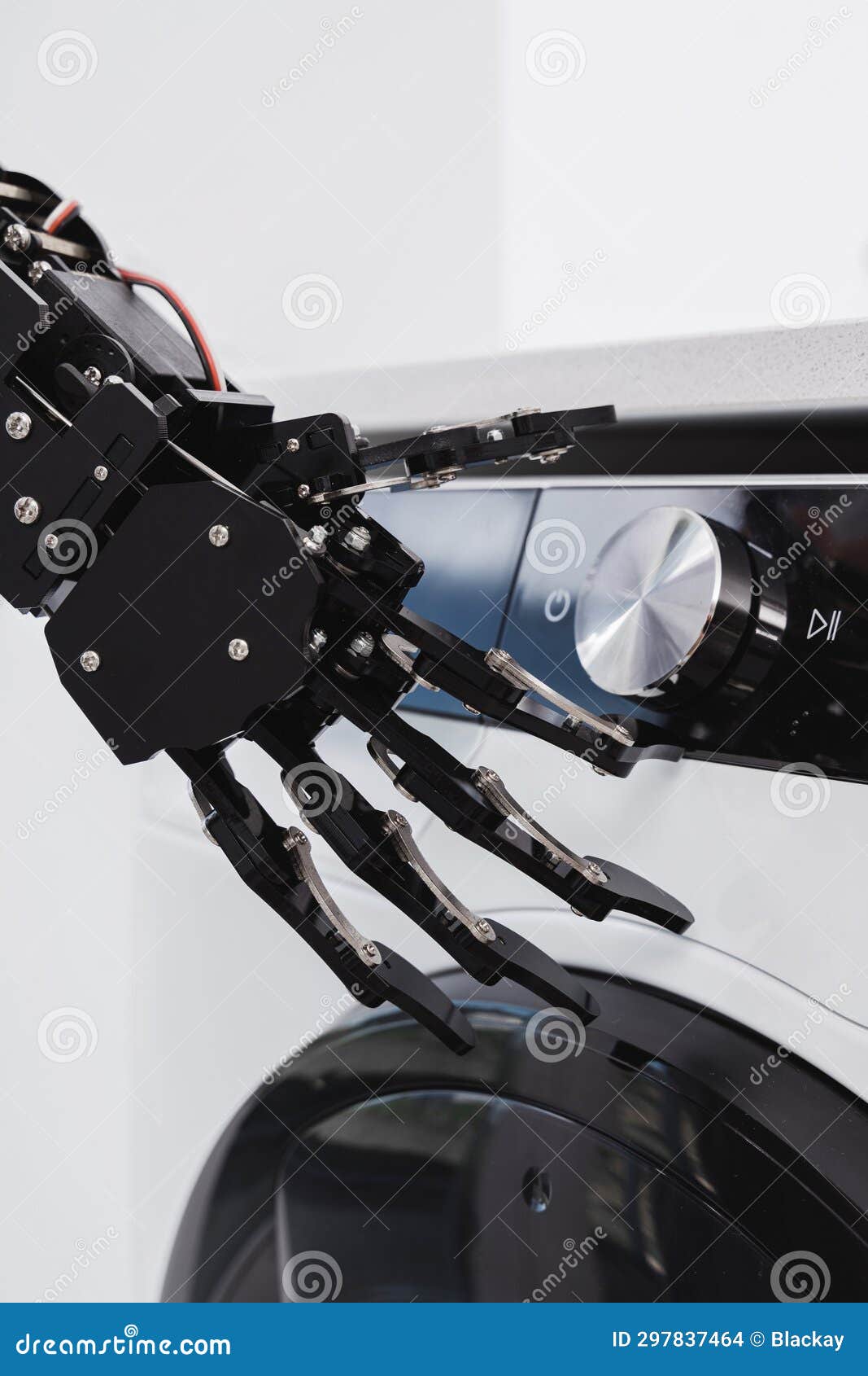 Real Robot S Hand and Washing Machine. Concept of Artificial ...
