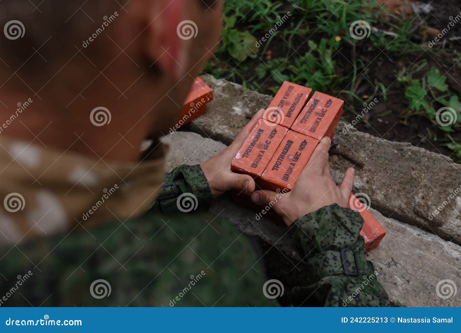 Real Russian Trotyl Trinitrotoluol TNT Explosives in Hand Editorial ...