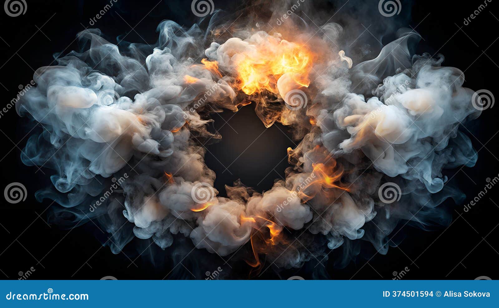 Real Smoke Exploding Outwards With Center Space Royalty-Free Stock ...