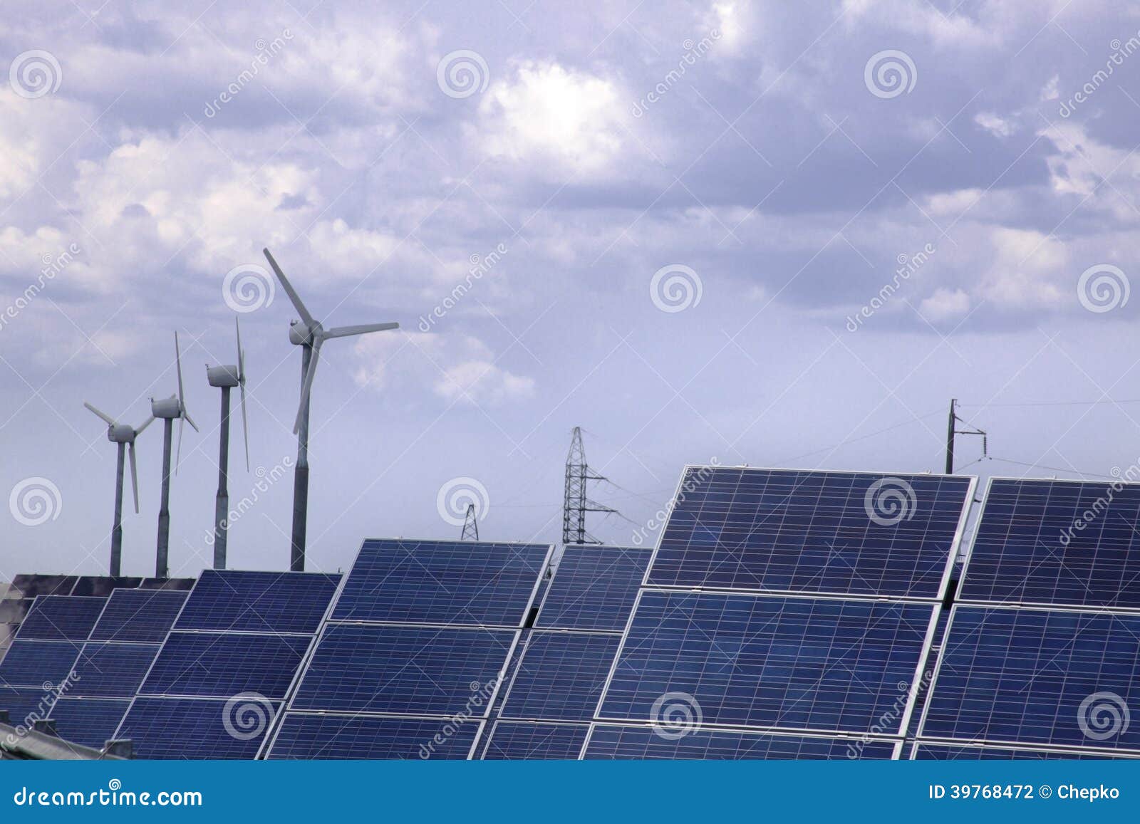 Real Solar Panels and Windmill Stock Photo - Image of concepts ...