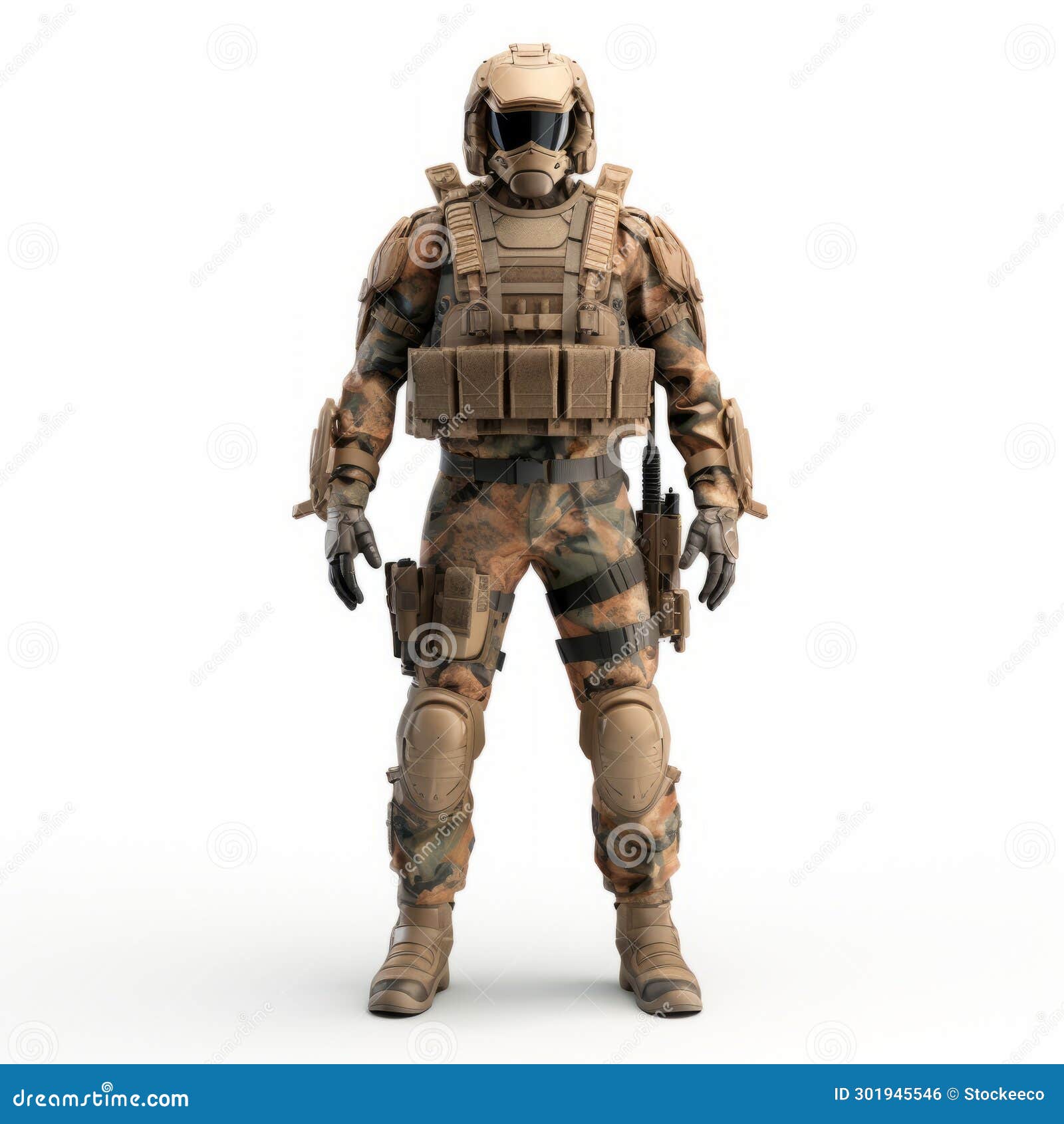 Real Soldier 3d Illustration on White Background Stock Illustration ...