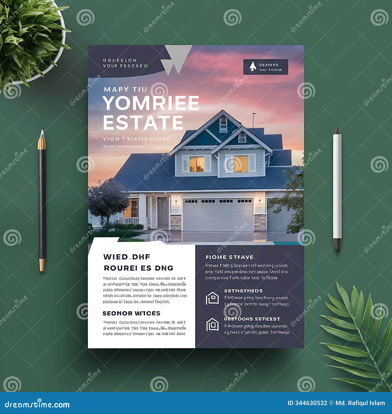 Real State Flyer Template Banner Design Illustration Stock Photo ...