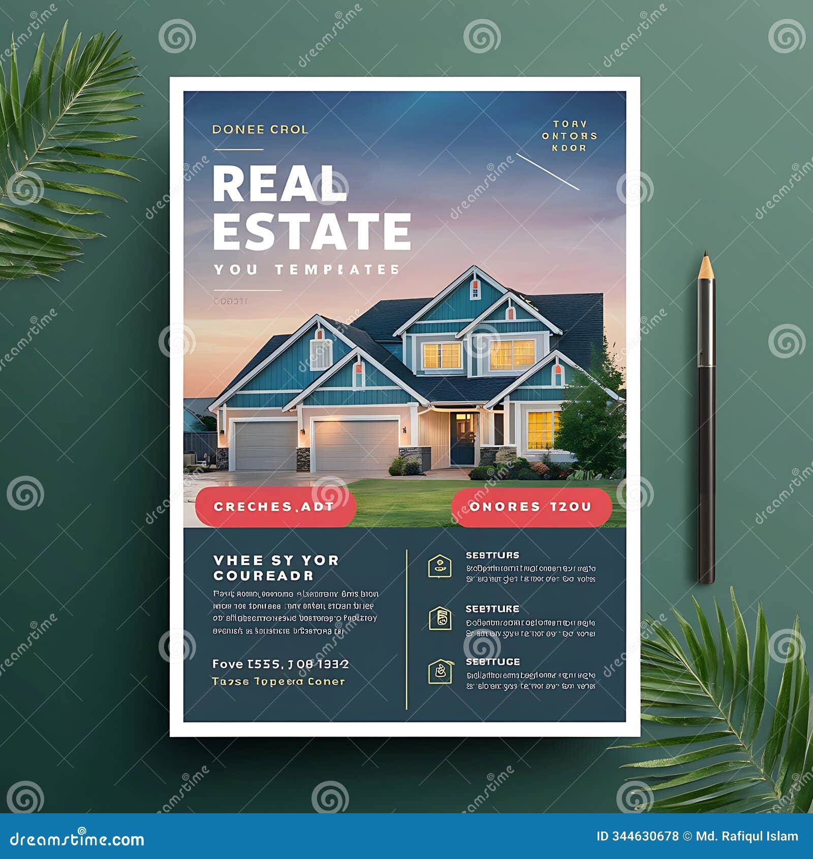 Real State Flyer Template Banner Design Illustration Stock Photo ...