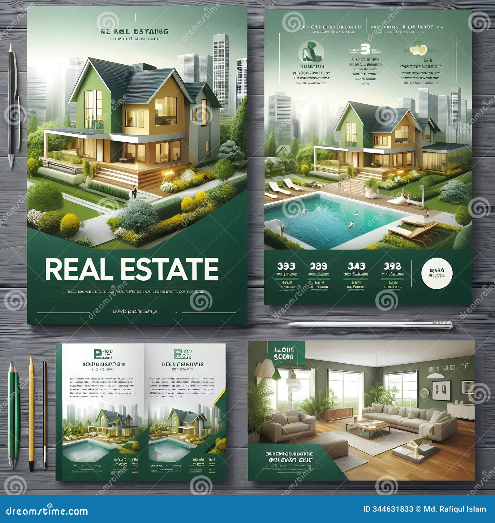 Real State Flyer Template Banner Design Illustration Stock Image ...
