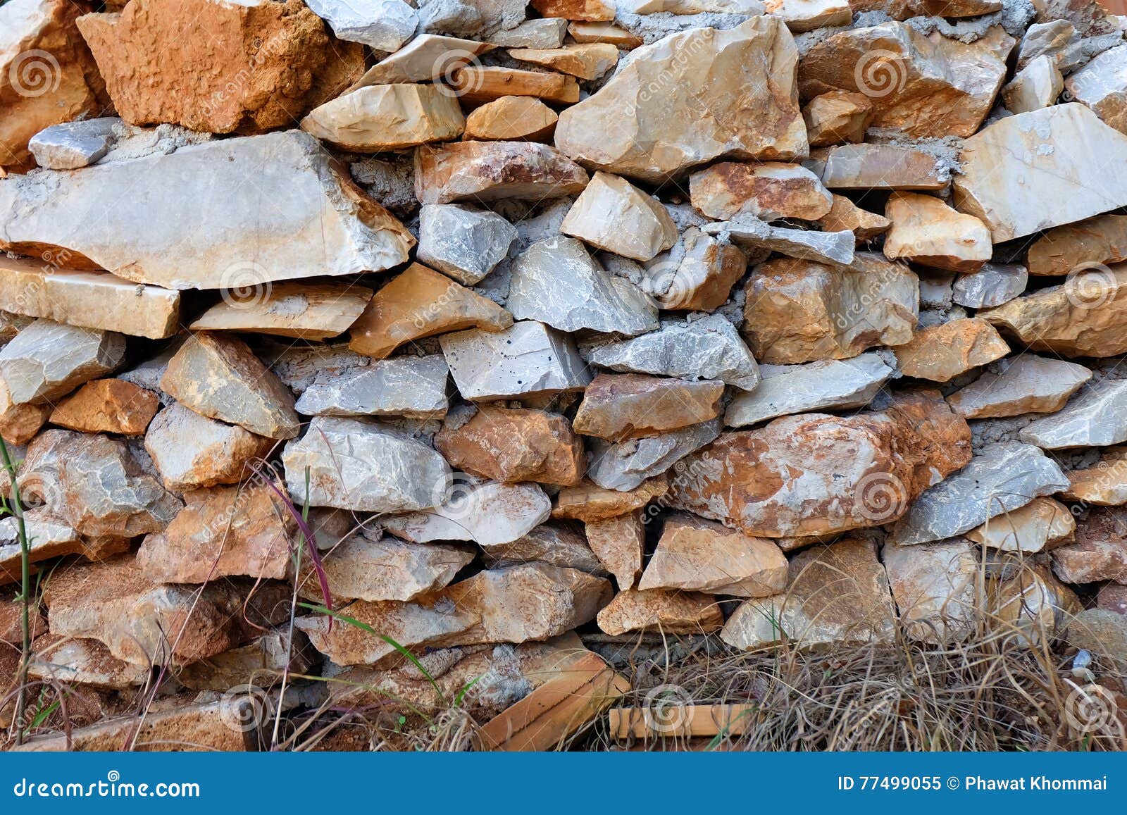 Real Stone Wall Without Cement. Old House With Stone Walls. Surface ...