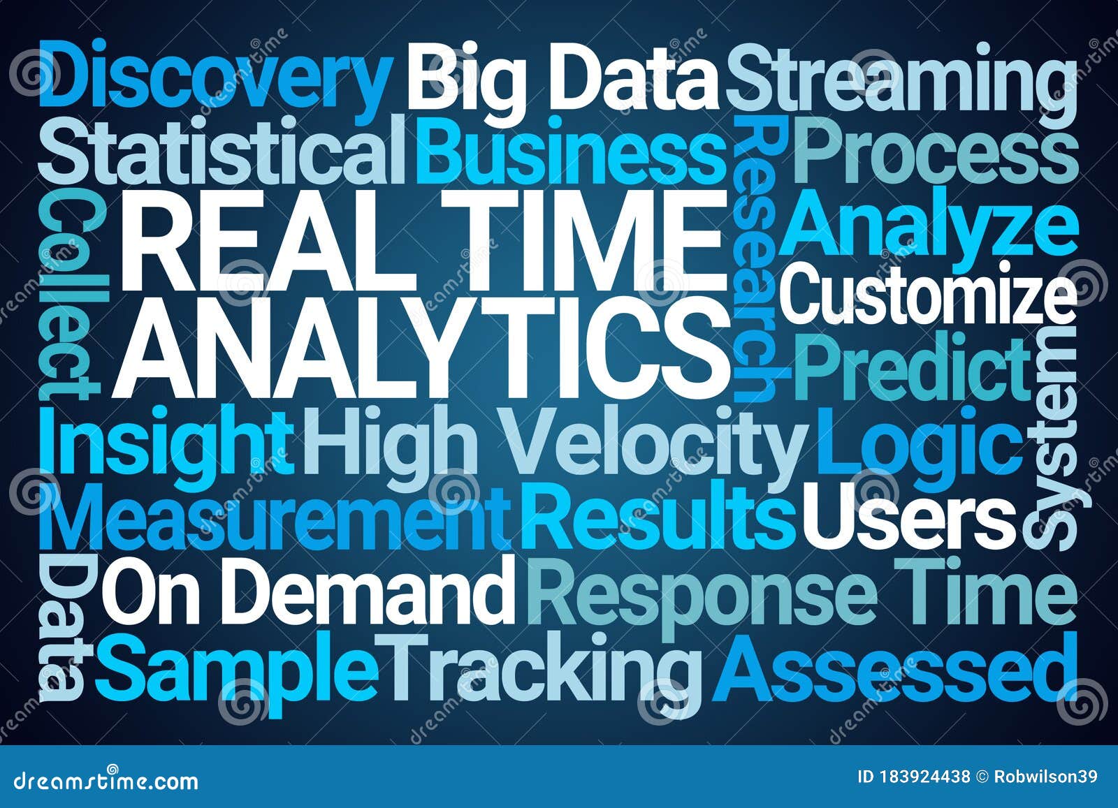 Real Time Analytics Word Cloud Stock Illustration - Illustration of ...