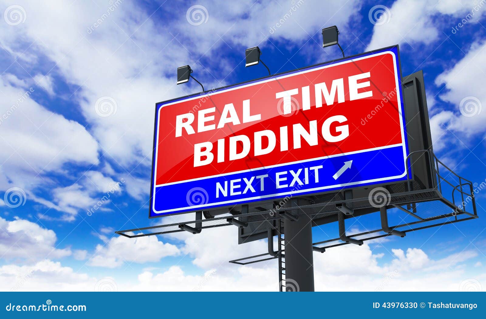 Real Time Bidding on Red Billboard. Stock Illustration - Illustration ...