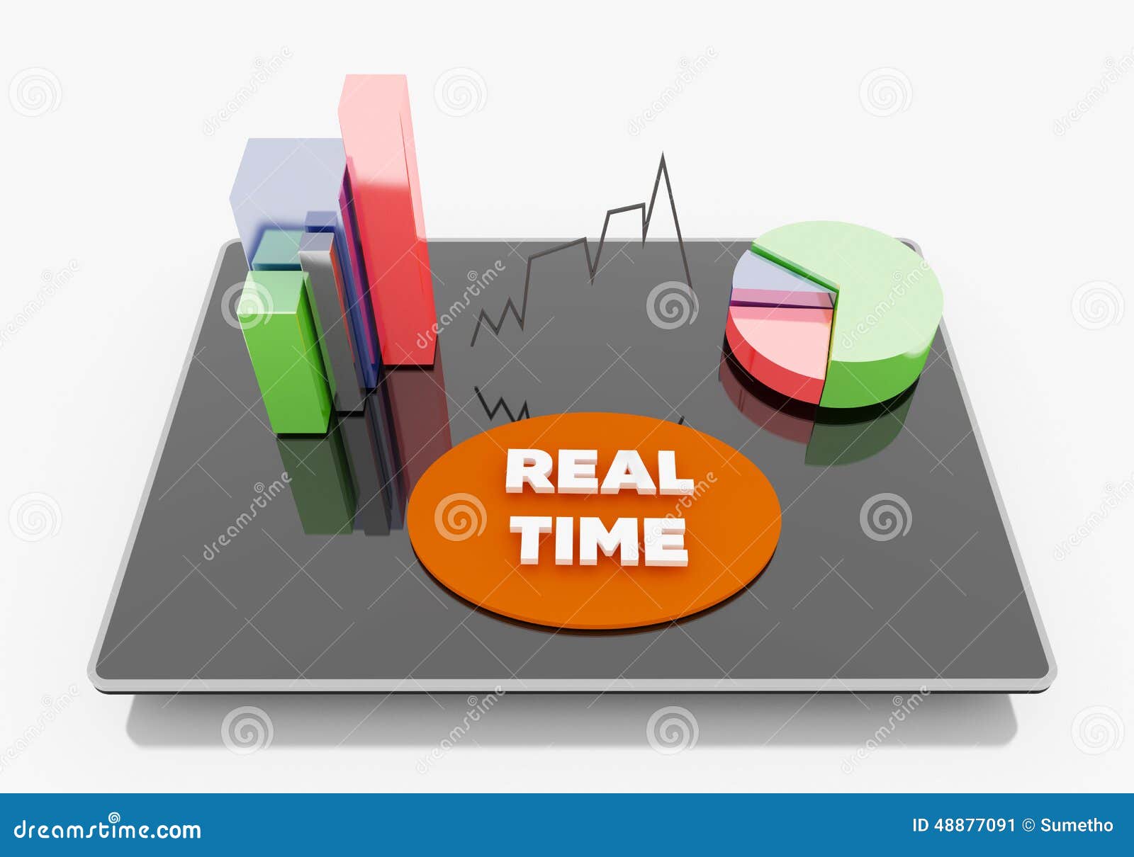 Real time chart on Tablet stock illustration. Illustration of diagram ...