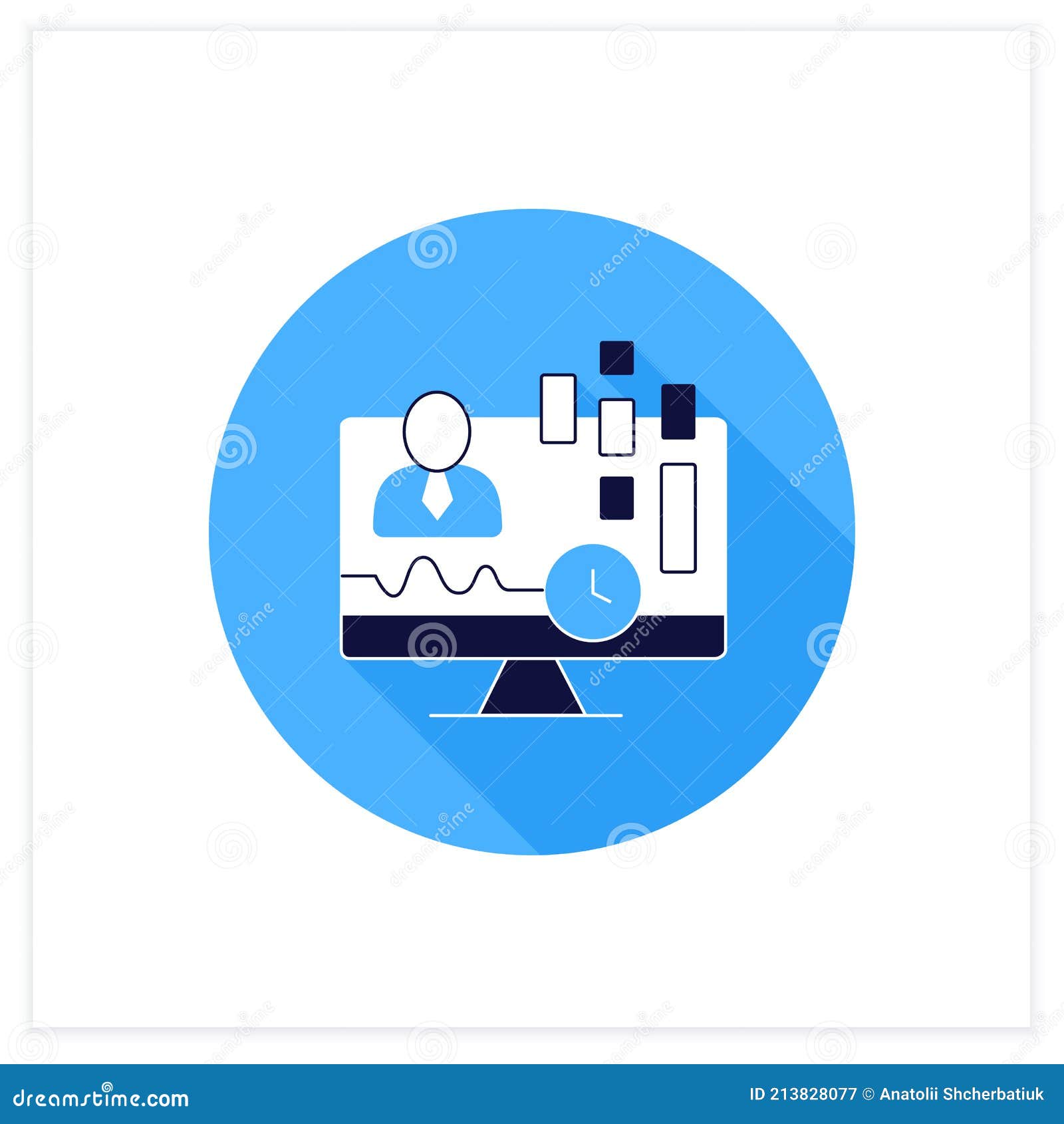 Real-time Customer Data Flat Icon Stock Vector - Illustration of screen ...