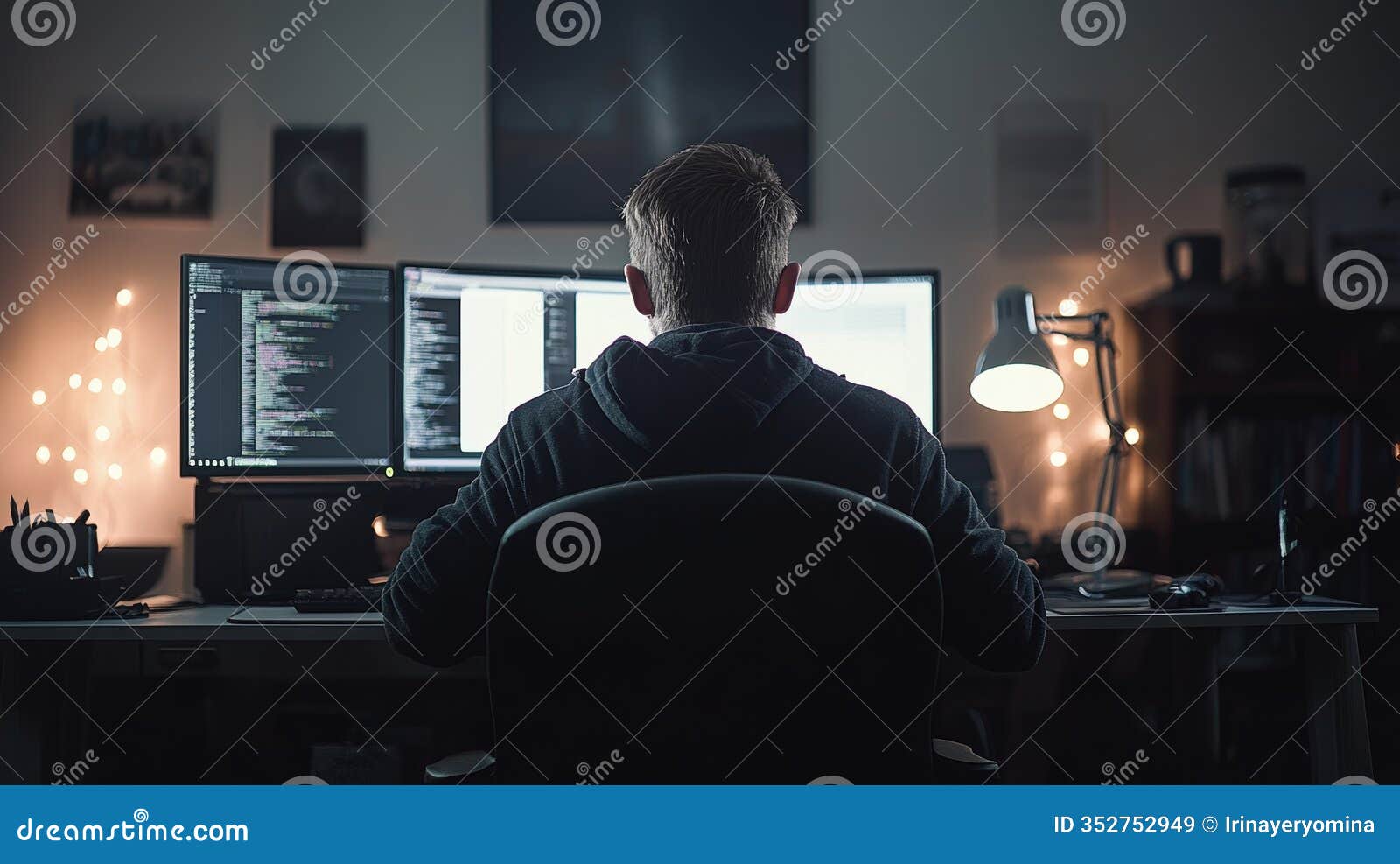 Real Time Data Analyst Works in a Modern White and Light Workspace ...