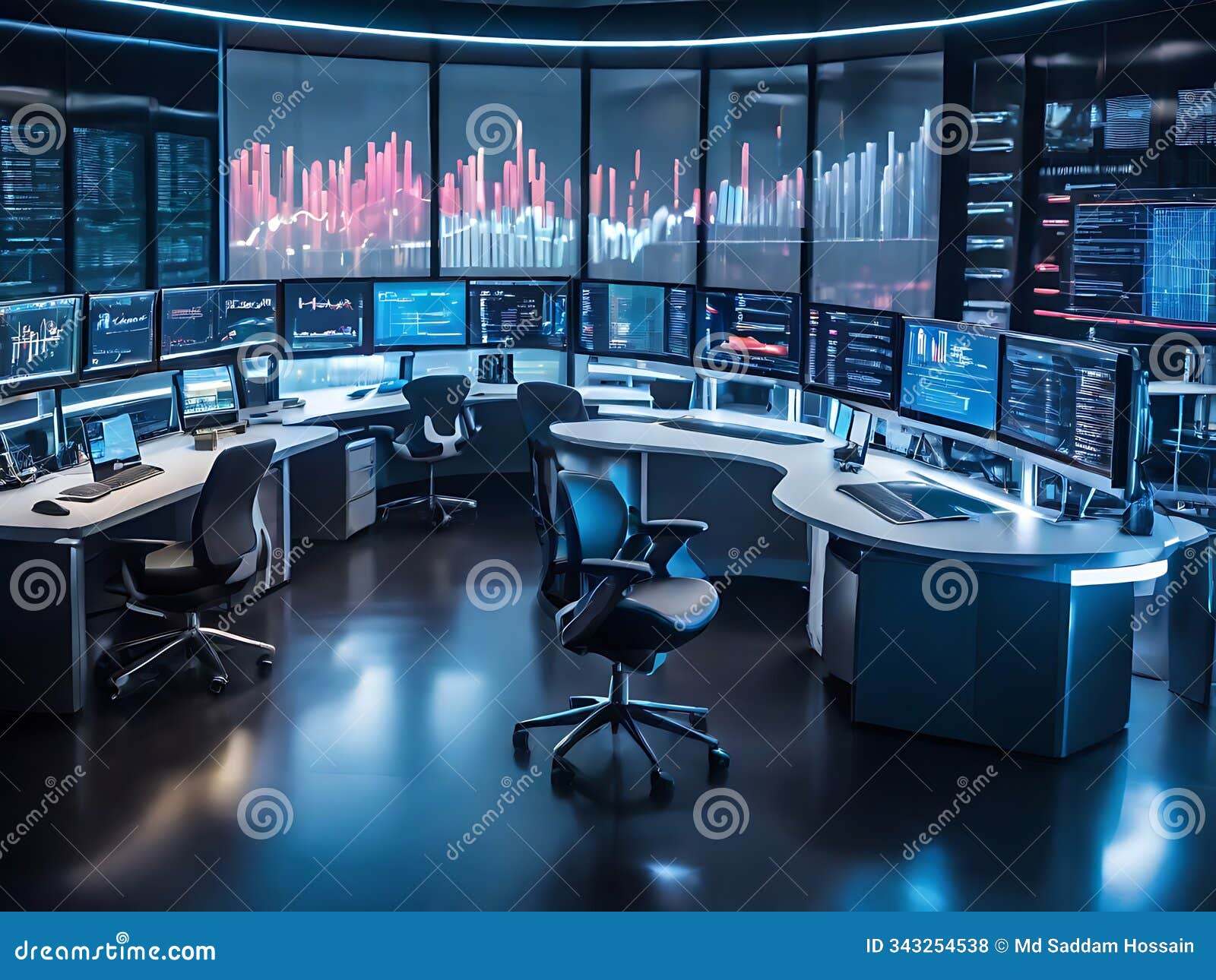 Real-Time Data Monitoring Room Featuring Global Economic and Social ...