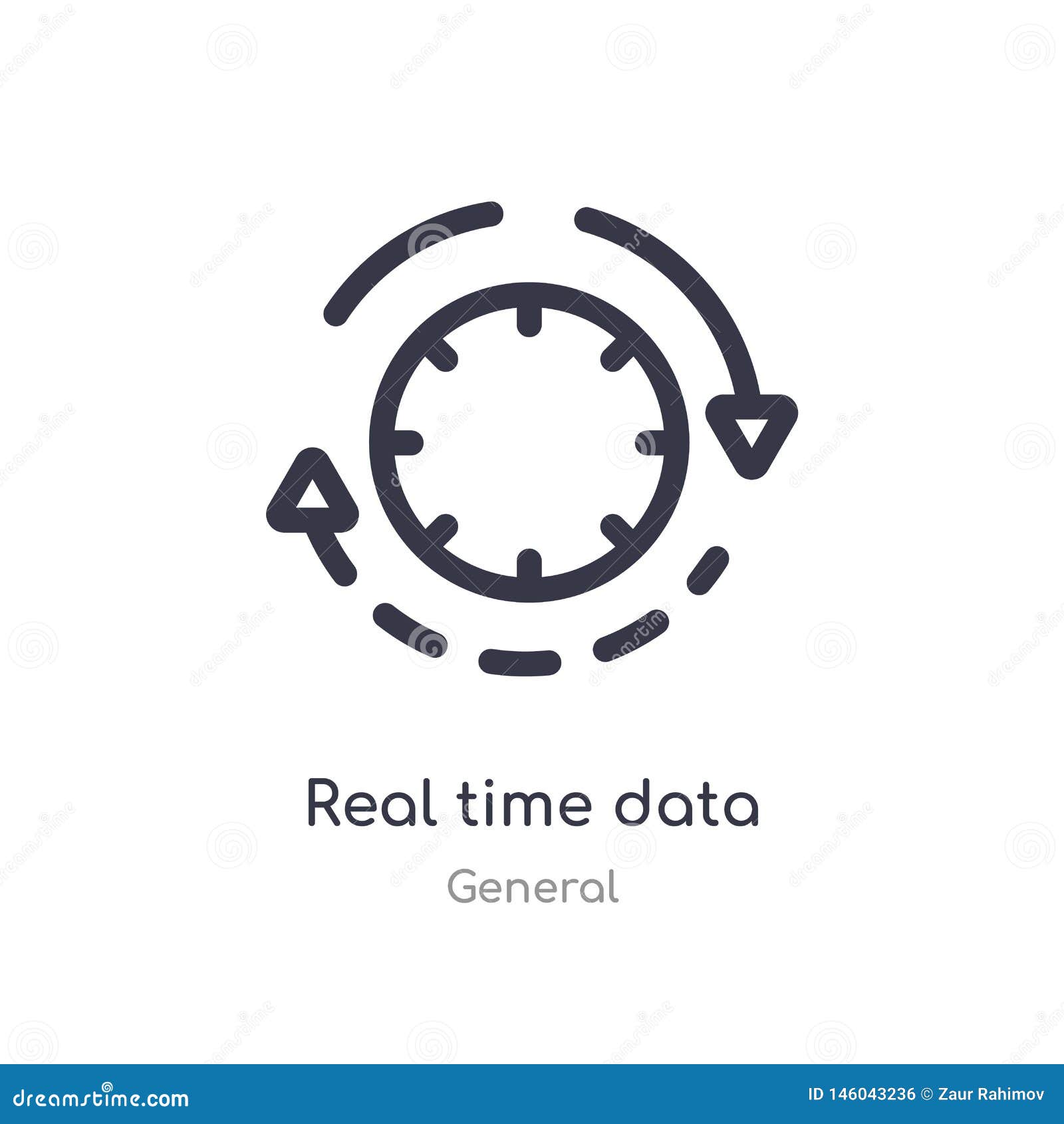 Real Time Data Outline Icon. Isolated Line Vector Illustration from ...